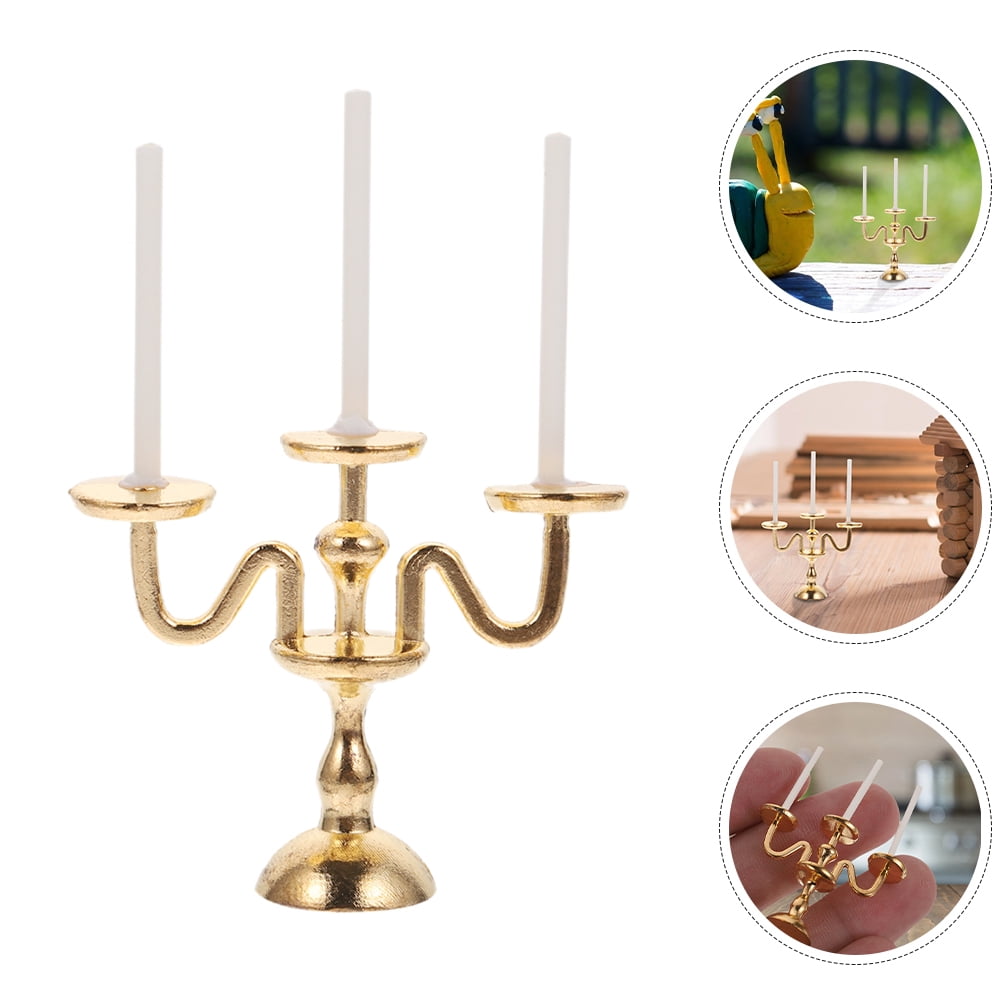 SWETRACE 1Pcs Miniature Candlestick Golden Alloy Doll House Furniture ...