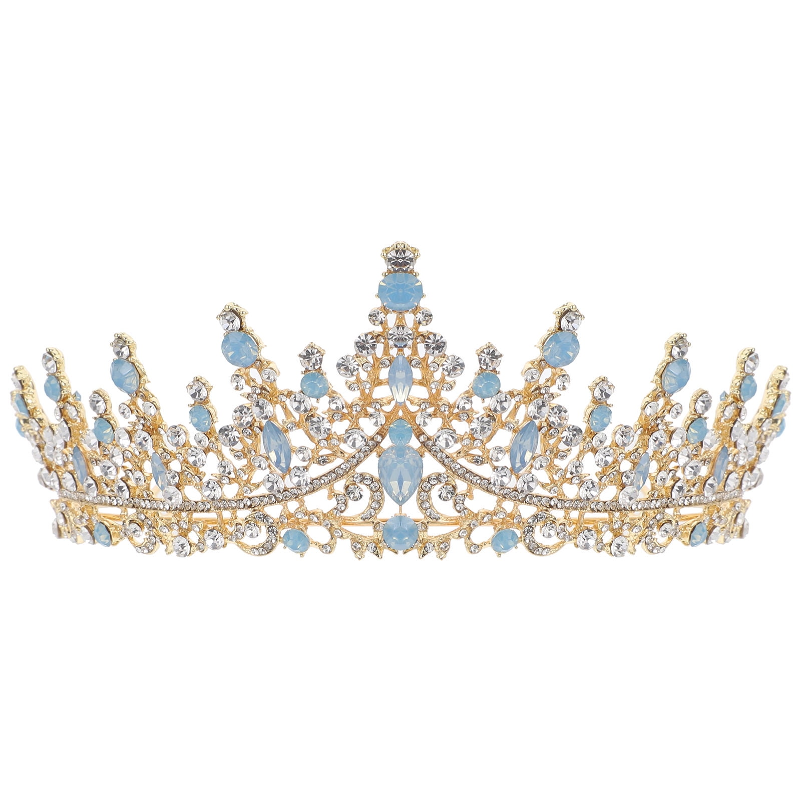 SWETRACE 1Pcs Rhinestone Tiara Crown Golden White Blue Alloy Crystal ...