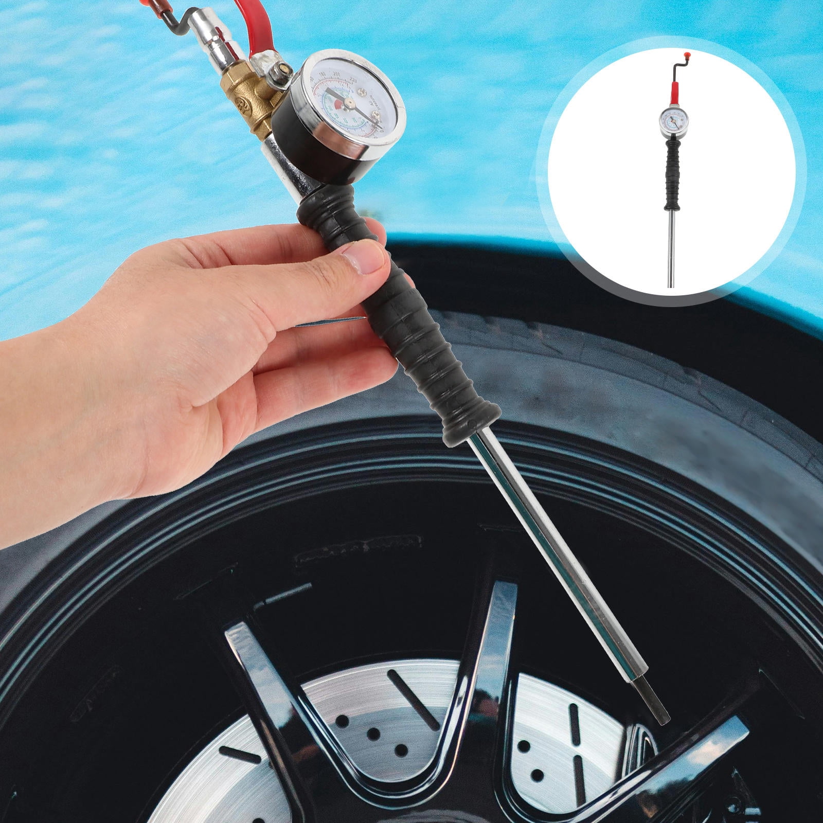 SWETRACE 1Pcs Rubber Plastic Tire Inflator Pressure Gauge for ...