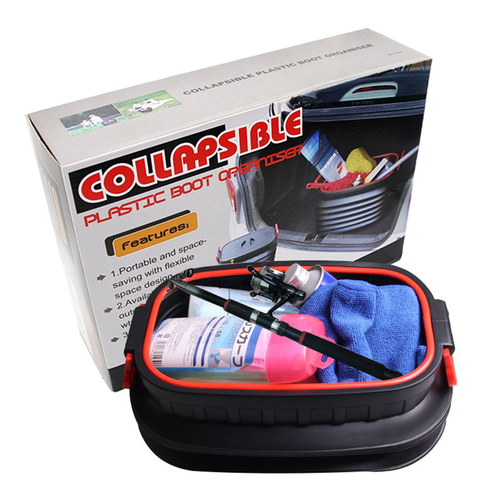 SWETRACE Foldable Camping Storage Bins Foldable Case Plastic Black 1Set ...