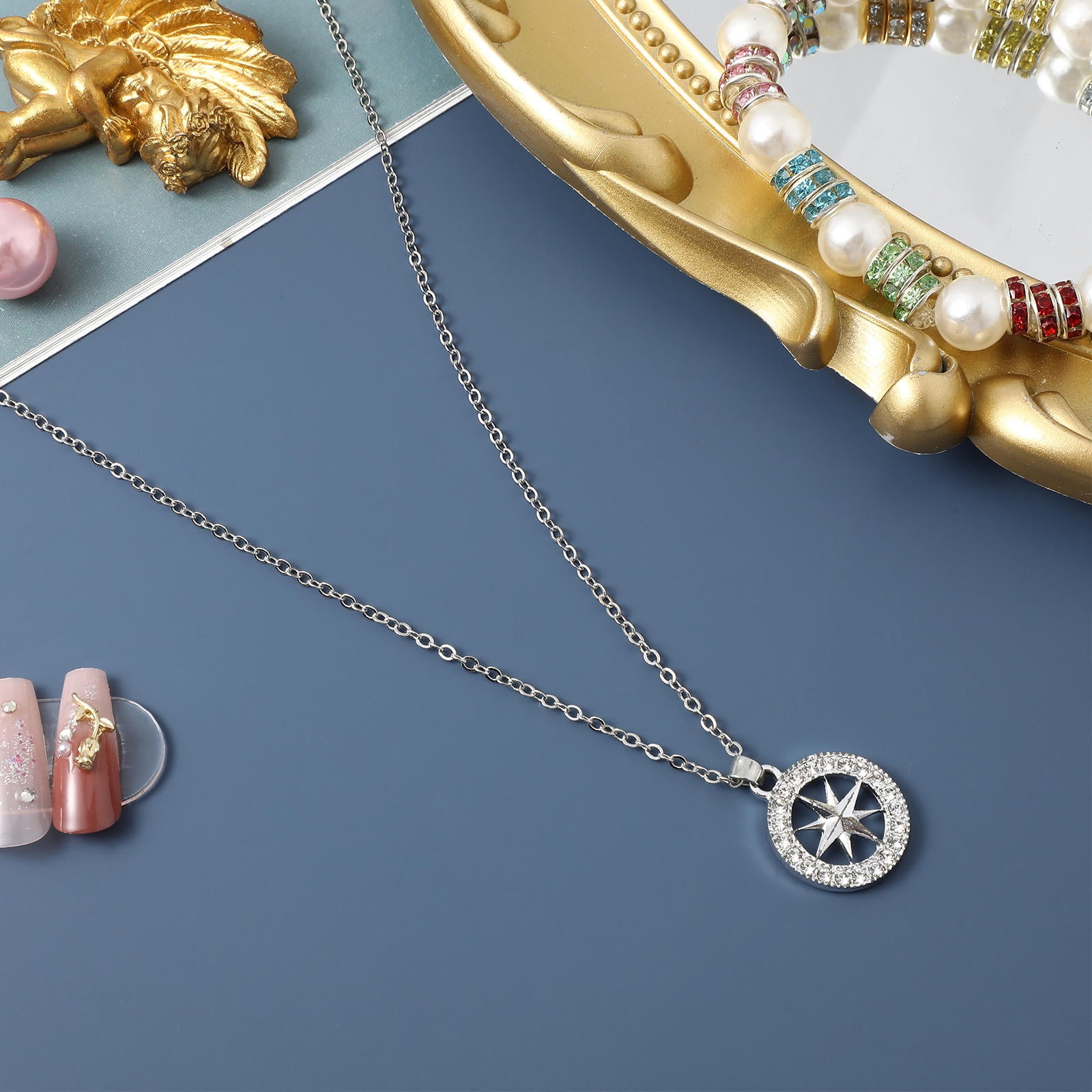 SWETRACE 1Set Compass Necklace Aesthetic Design With Star Shape In ...