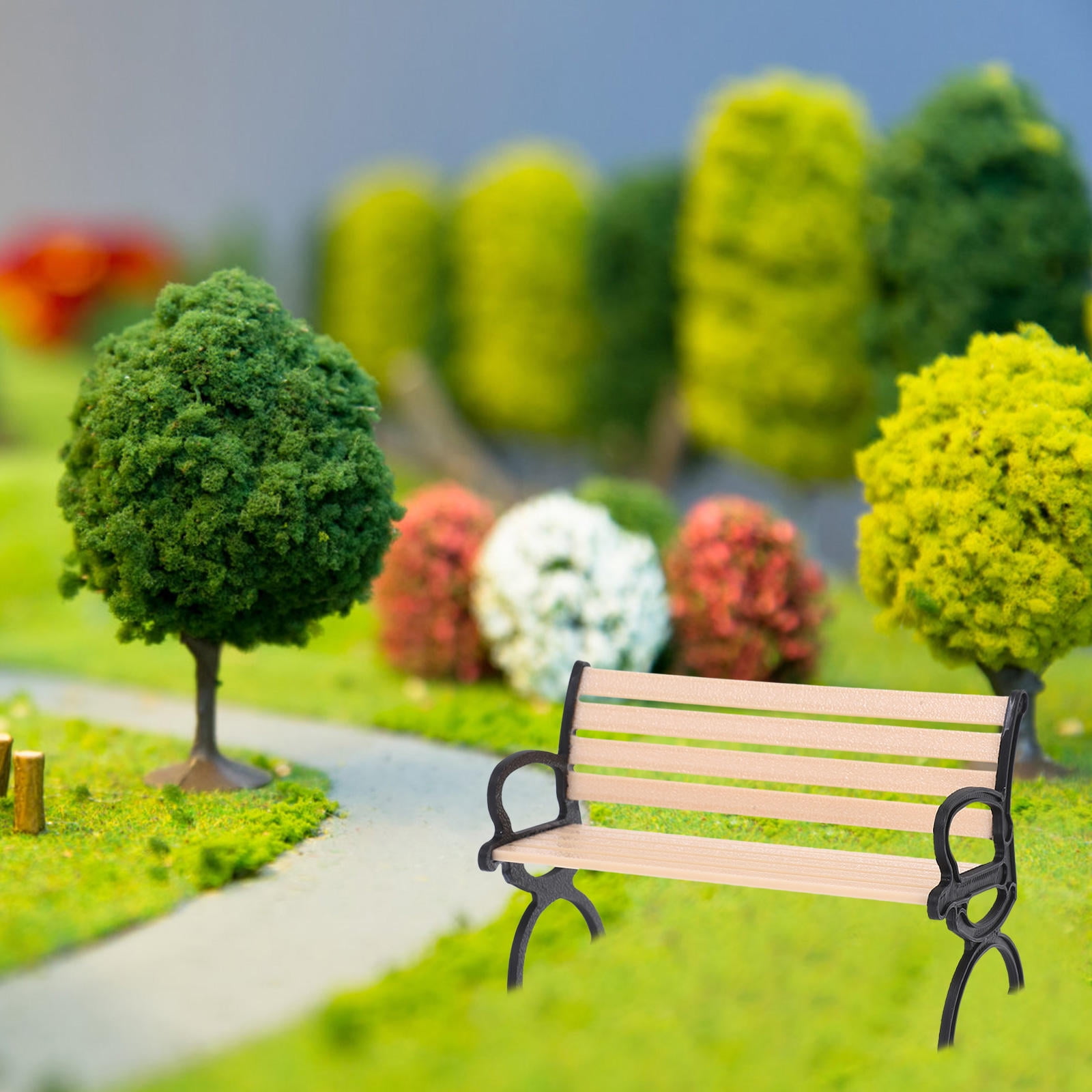 SWETRACE 1Set Dollhouse Miniature Bench Beige Plastic Realistic Design ...