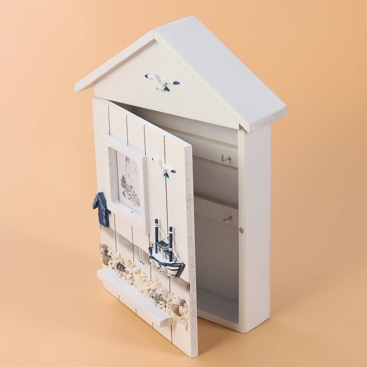 SWETRACE 1Set Key Box Coastal Decorative Key Holder House Shape Pine ...
