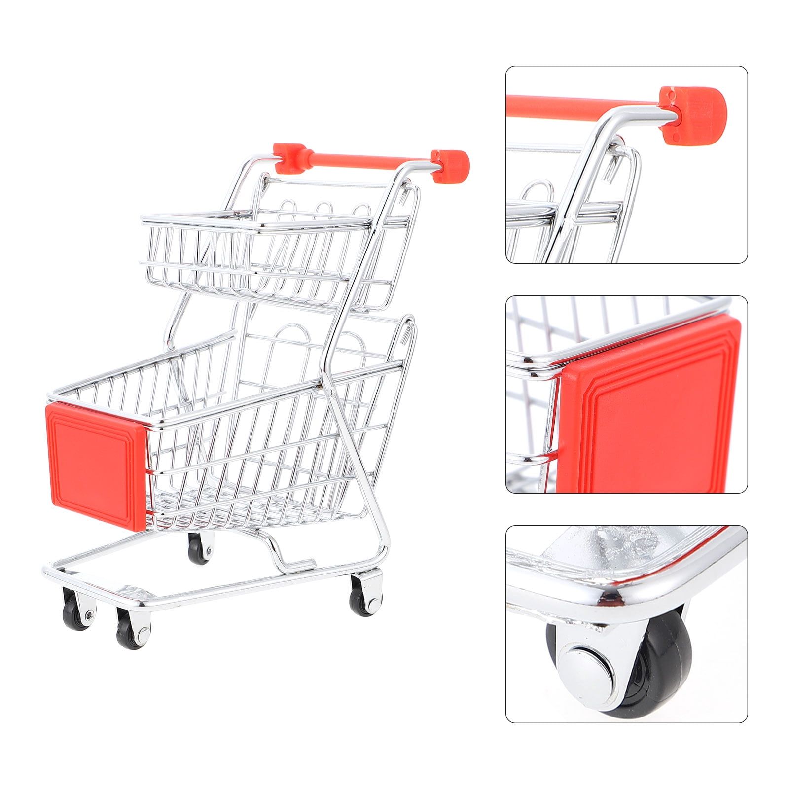 SWETRACE 1Set Shopping Cart Model Red Plastic Storage For Family ...