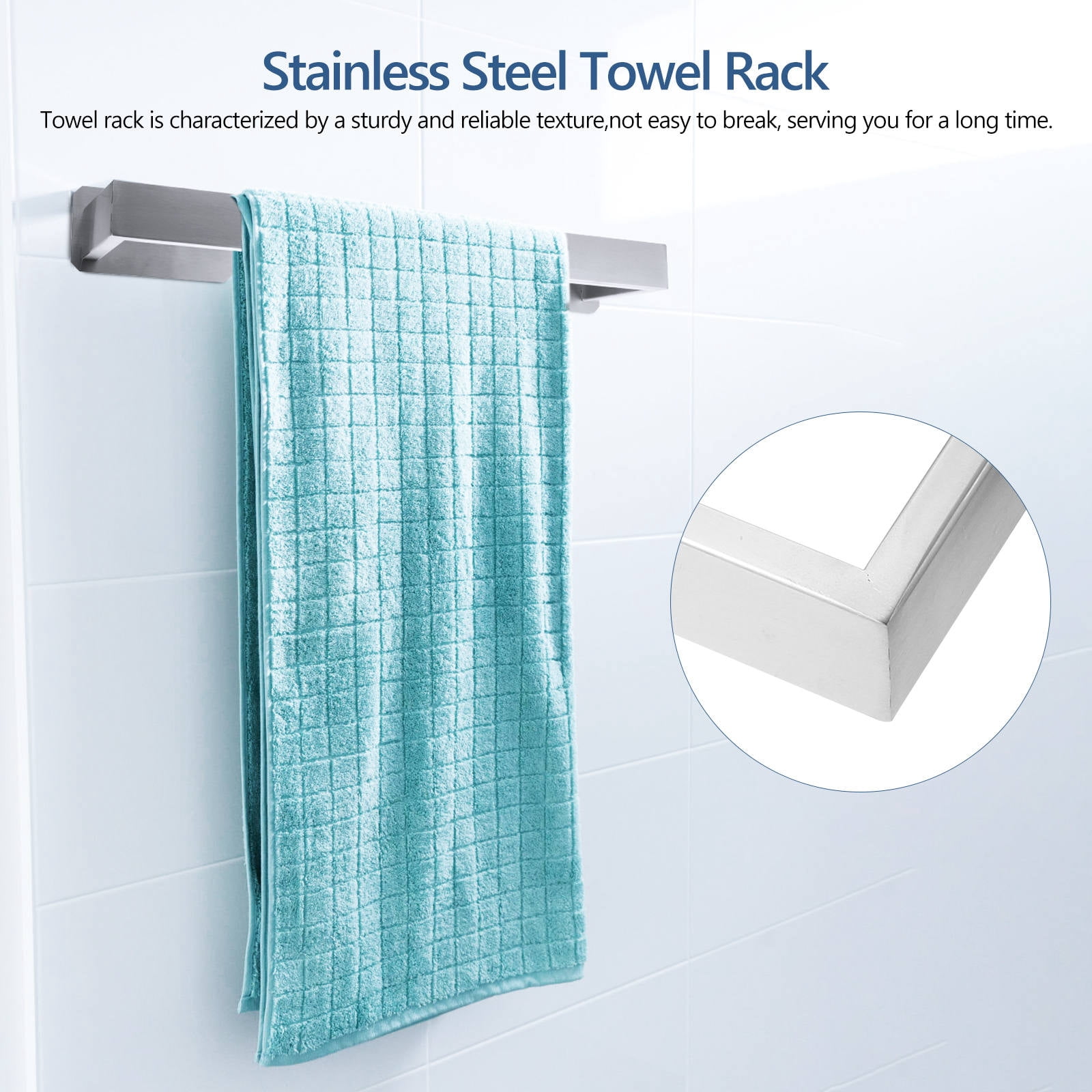 SWETRACE Stainless Steel Towel Rail Silver 1Set - Walmart.com