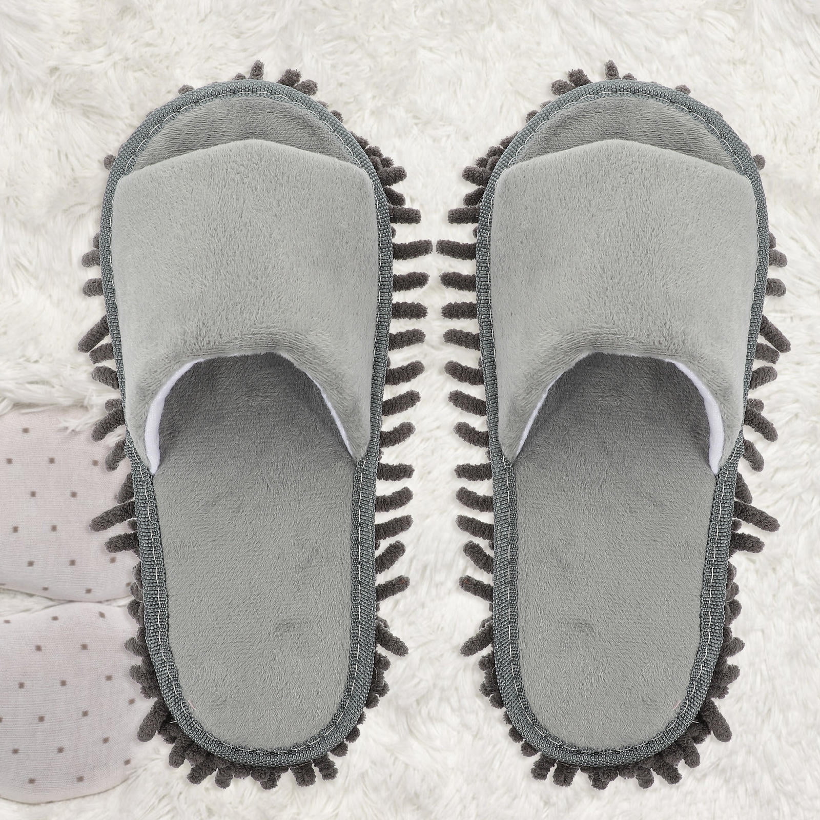 SWETRACE Mop Brush Head Mop Slippers Grey 2 Pairs One Size Fits Most ...