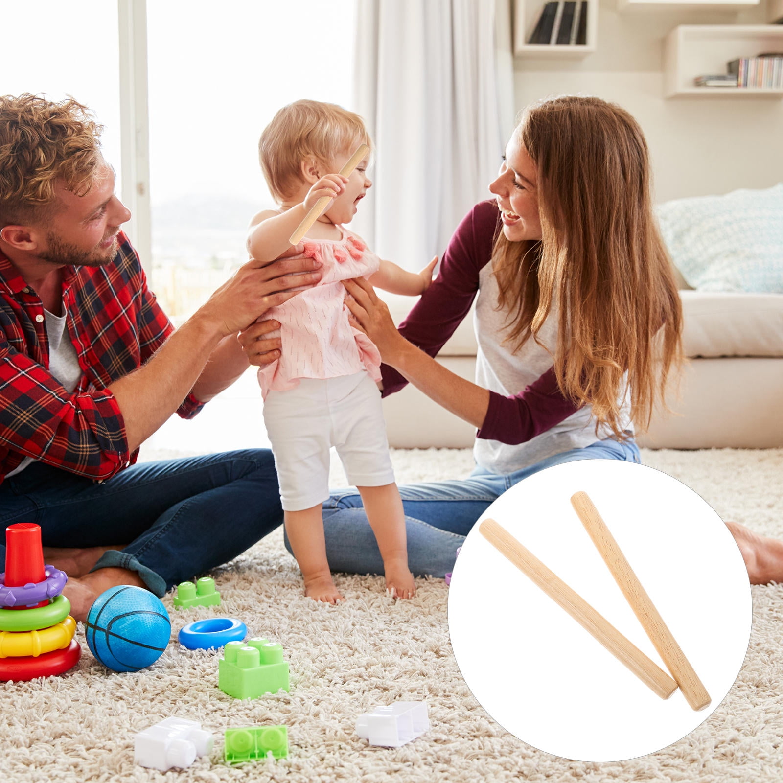 SWETRACE 2 Pcs Wooden Musical Stick for Kids Classroom Use Round Edges ...