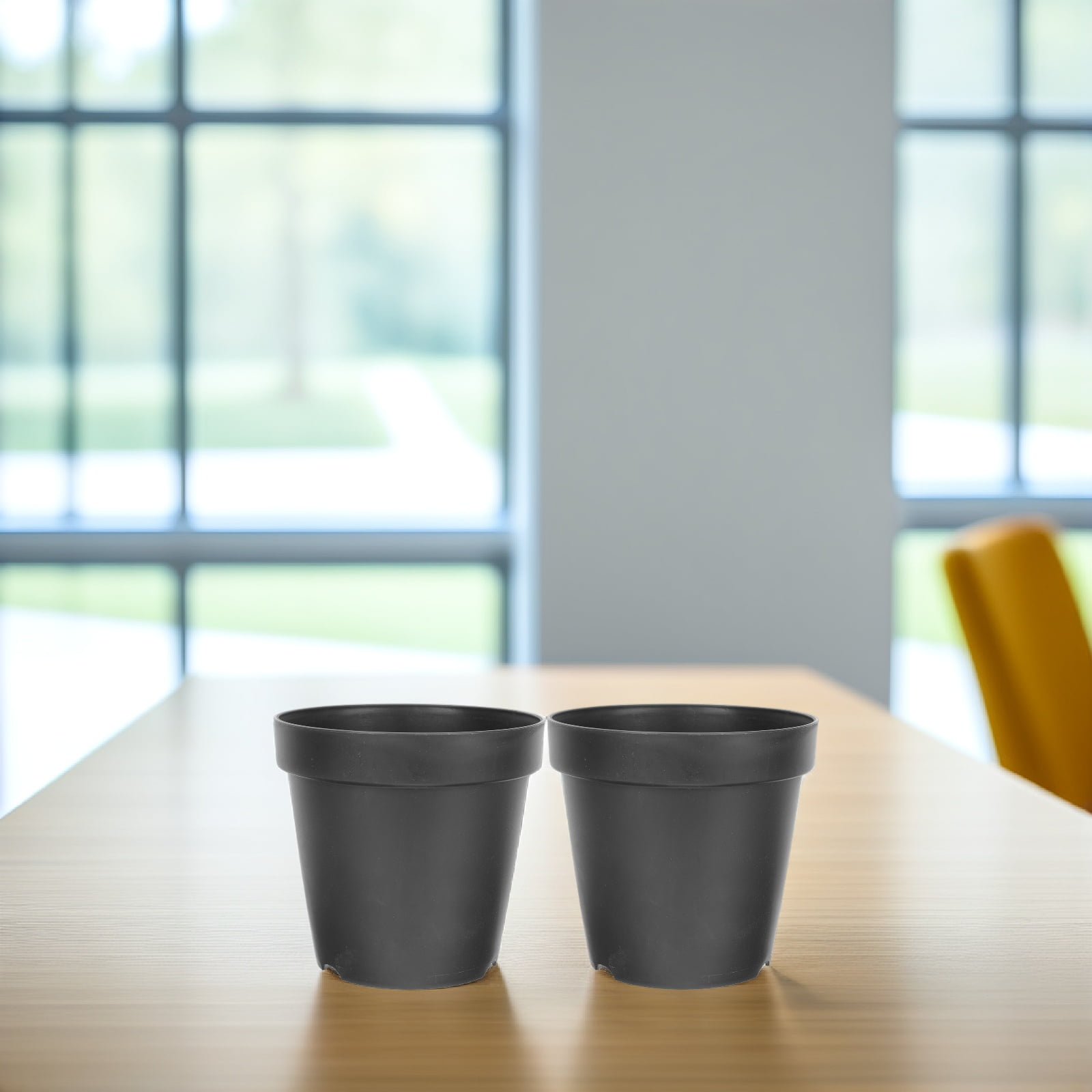 SWETRACE 2Pcs Black Plastic Large Round Planter Minimalist Indoor ...