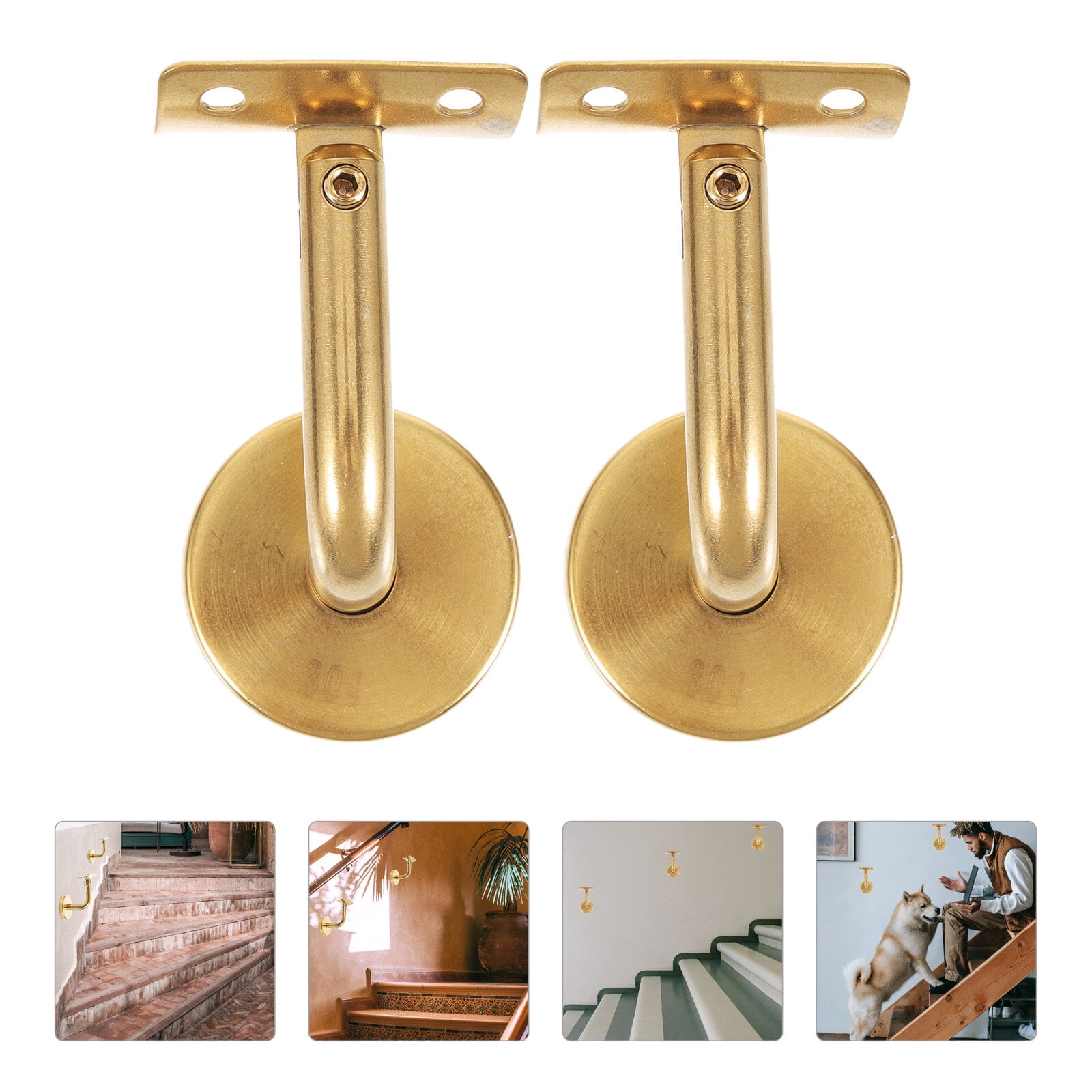 SWETRACE 2Pcs Curved Handrail Bracket for Stairway Railing Support 3 ...