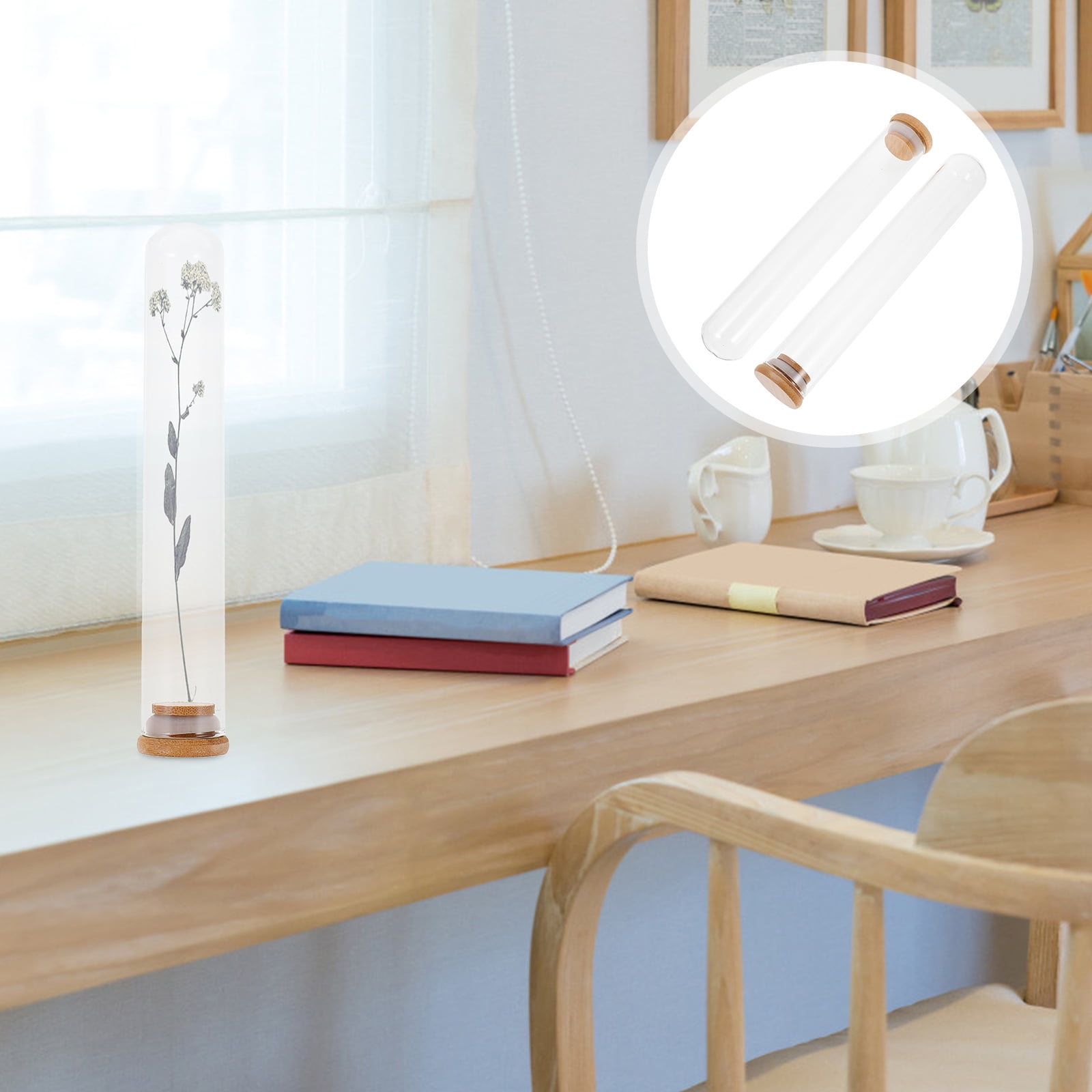 SWETRACE 2Pcs Flower Cover Glass Modern Tube Shaped Transparent ...