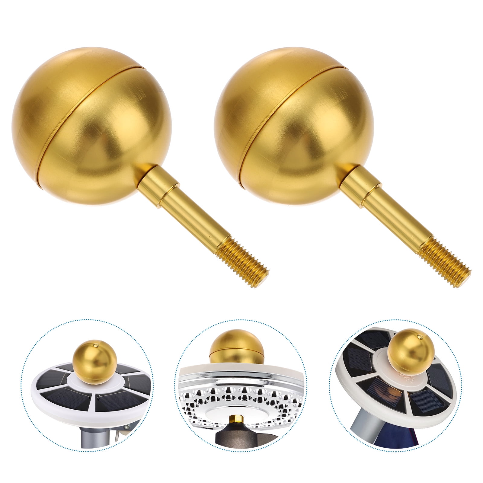 SWETRACE 2Pcs Golden Ball Flagpole Ball Head Accessories 15X7.5CM for ...