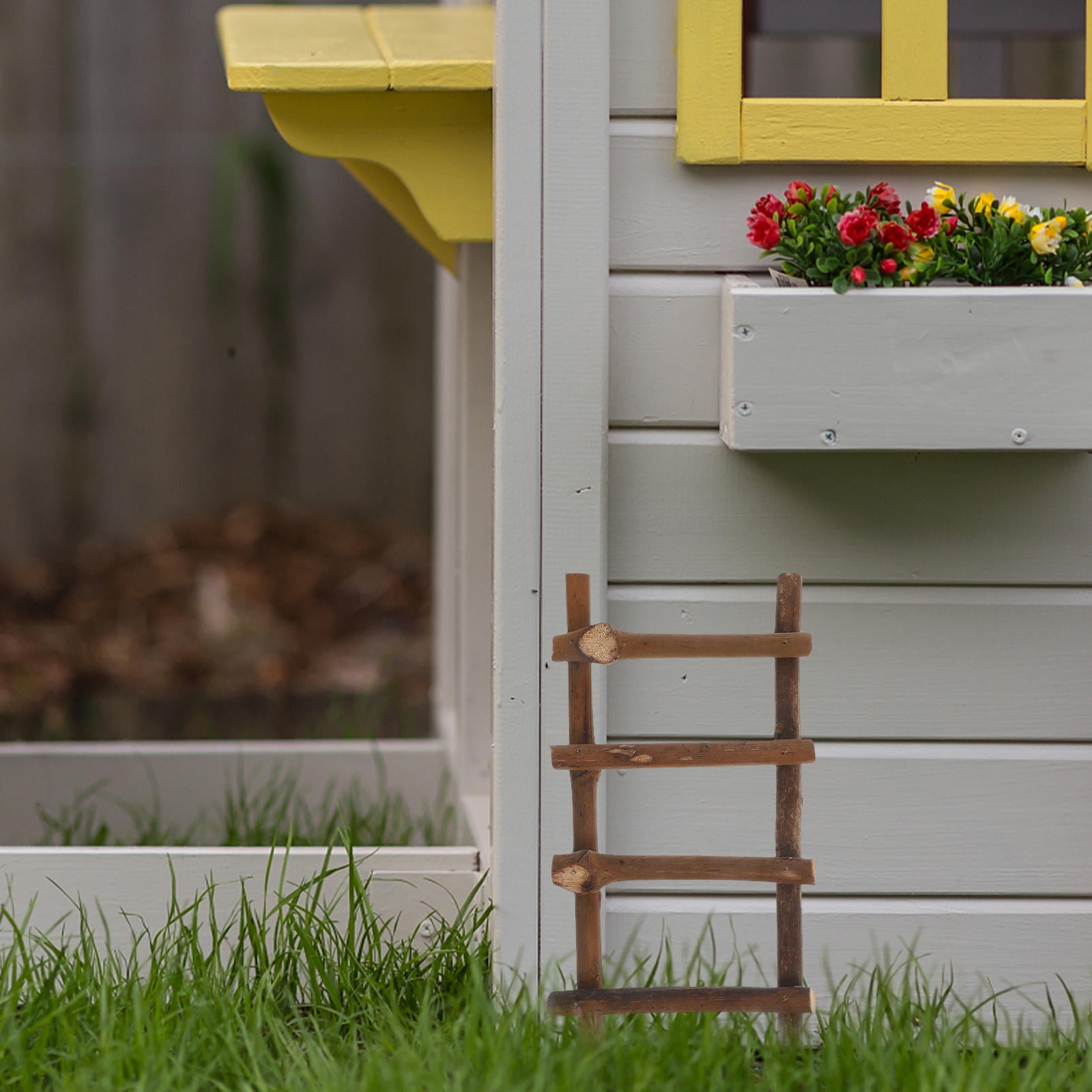 SWETRACE Landscape Ladder Prop Rattan Ladder Coffee 2Pack 7.9x3.9x0.8In ...