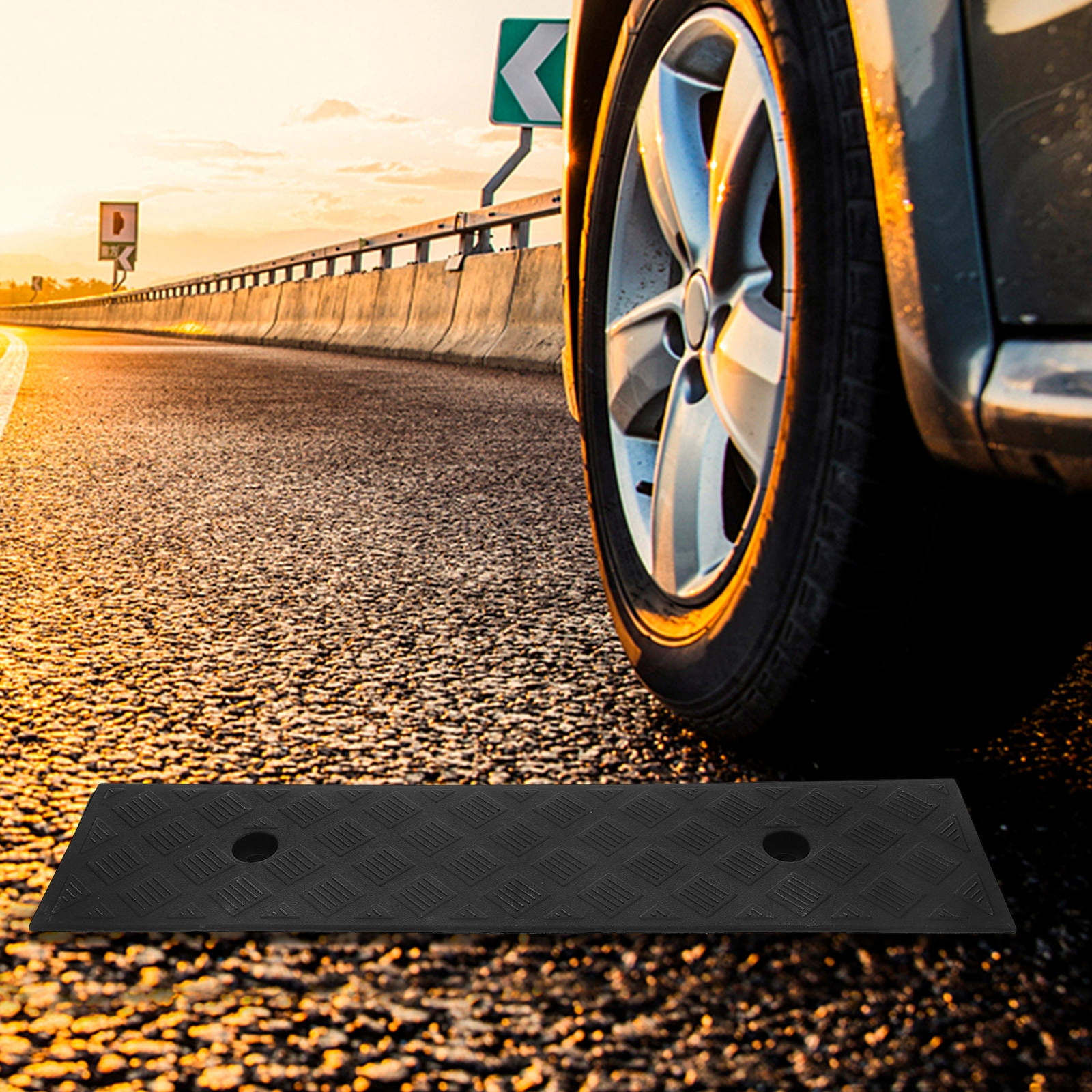 SWETRACE 2Pcs Stair Carpet Tread Driveway Ramp Yellow Rubber Heavy Duty ...