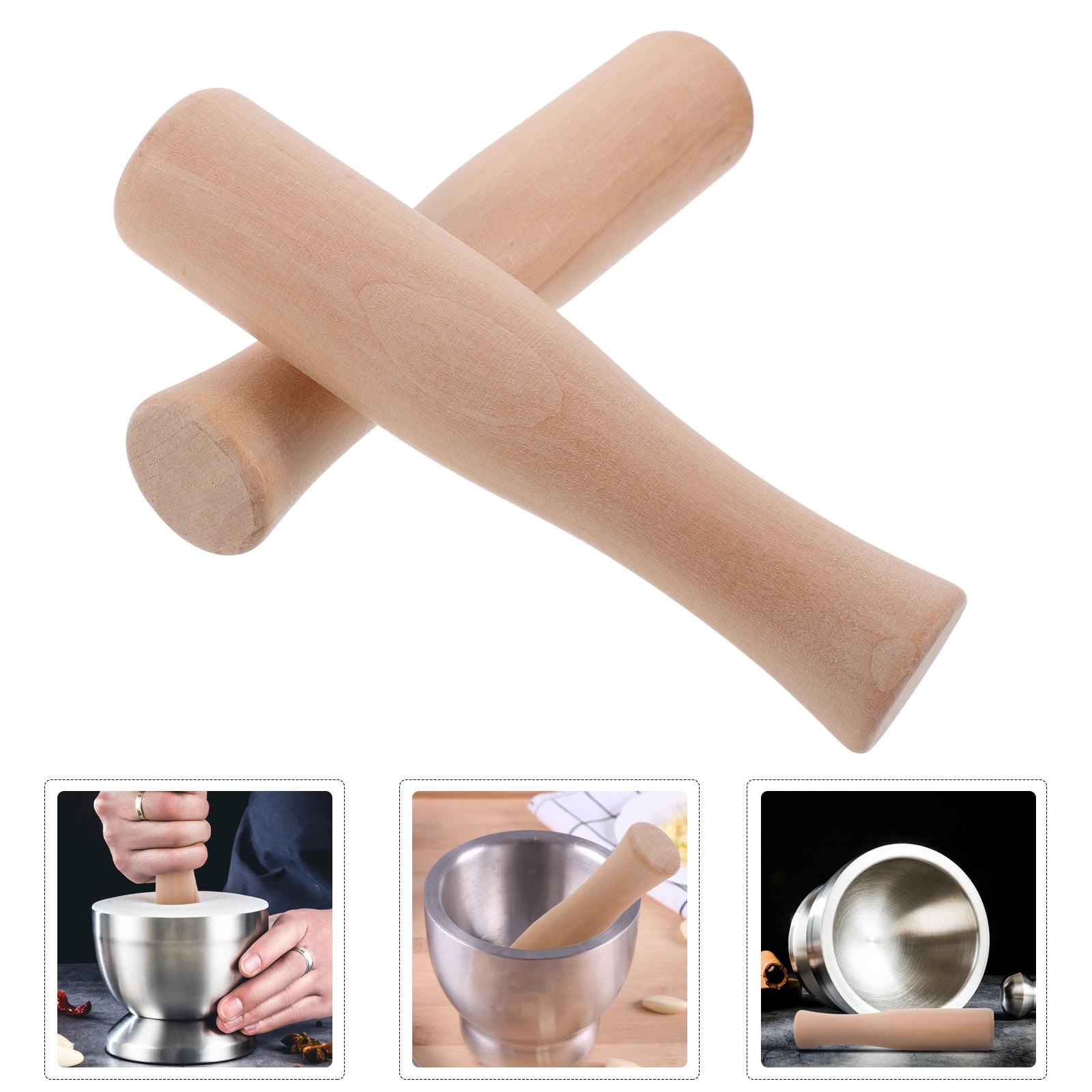 SWETRACE 2Pcs Wooden And Pestle Set For Garlic Grater Tool In The ...