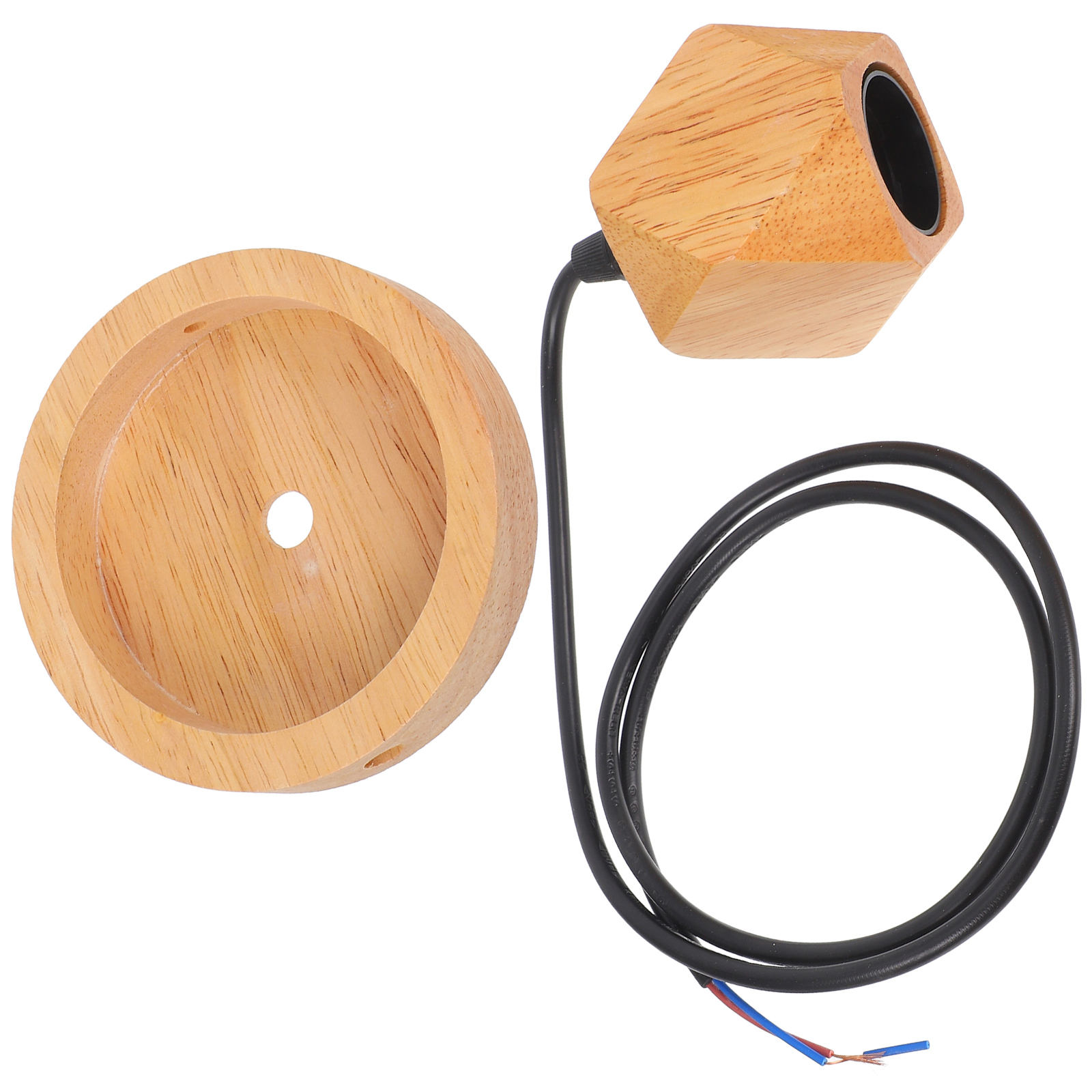 SWETRACE Light Fixture With Outlet Pendant Lights Fixture Khaki Wood ...