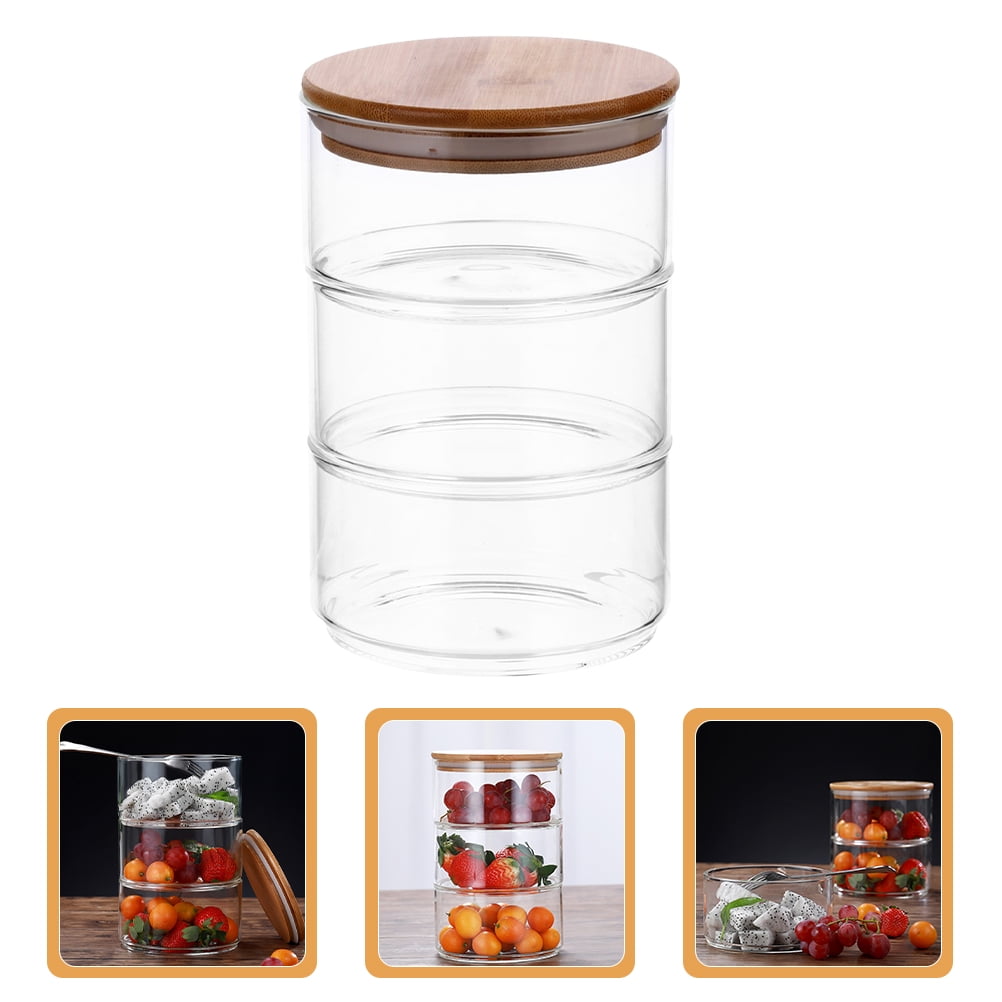 SWETRACE 3Pack Glass Jars With Bamboo Lids For Food Storage Containers ...