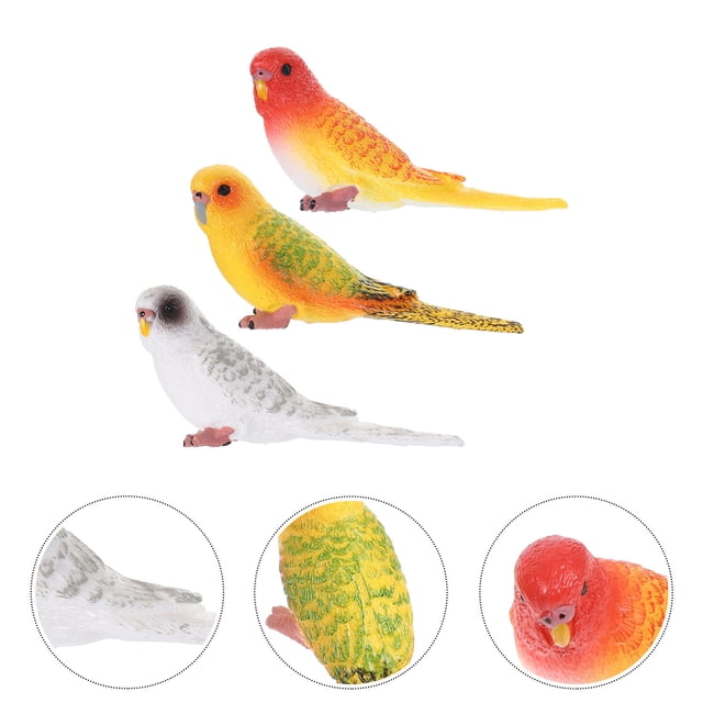 SWETRACE Garden Parrot Statue Parakeet Figurines White 3Pcs Realistic ...