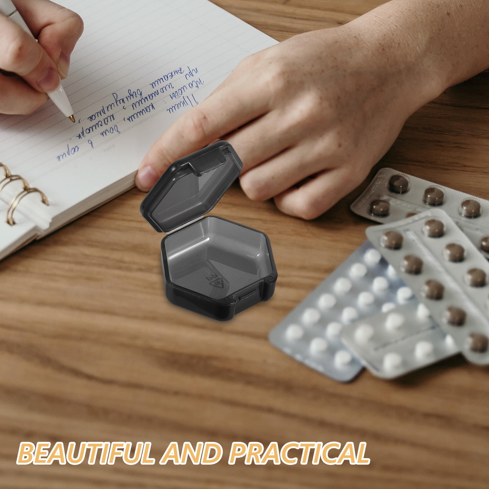 SWETRACE 3Pcs Portable Pill Case Black Plastic Rhombus for Travel and ...