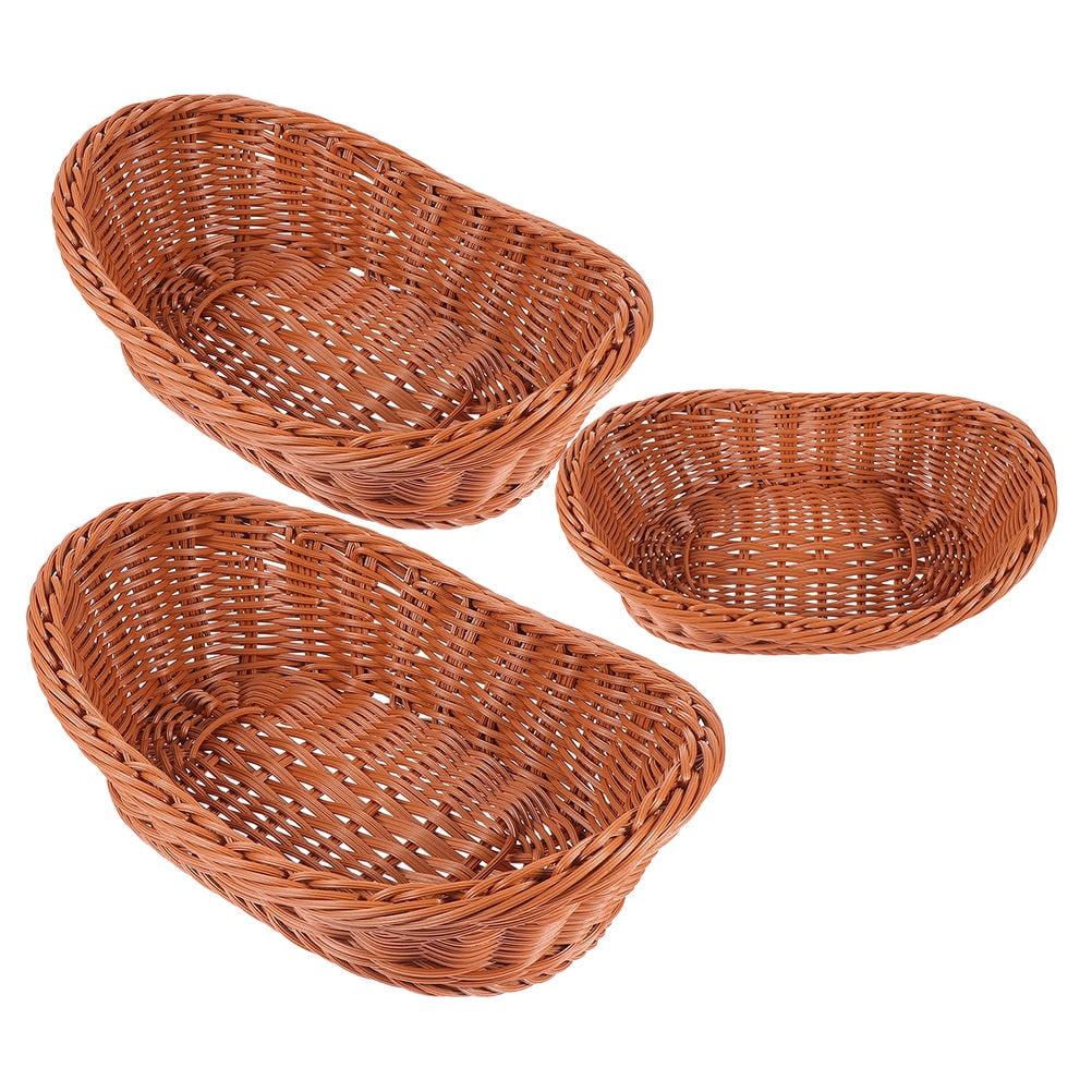 SWETRACE 3Pcs Woven Basket Medium Snack Basket Khaki 10.6x6.3x3.3in ...
