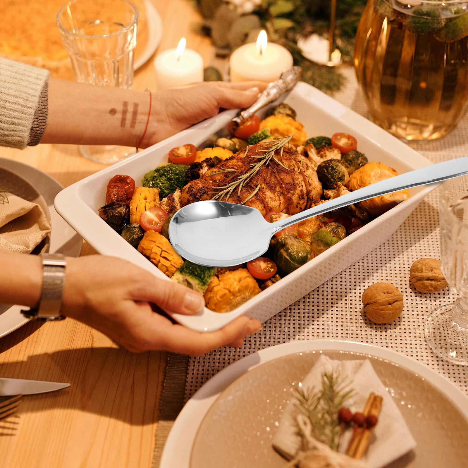 SWETRACE 3pcs Serving Spoons Large Buffet Utensils For Kitchen And ...