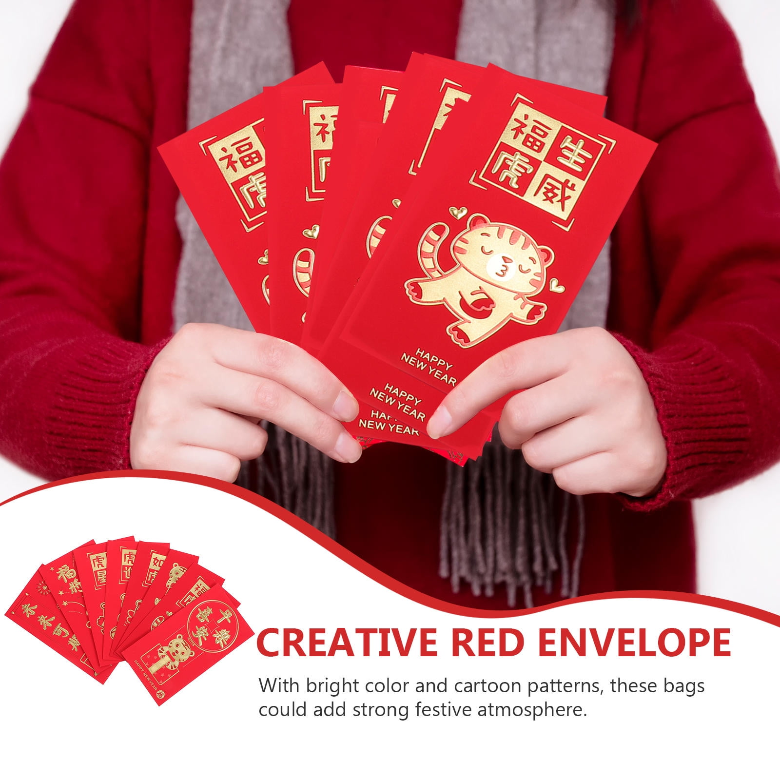 SWETRACE 48Pcs Rectangular Red Envelopes for Lunar New Year Creative New Year Red Envelope Money ...