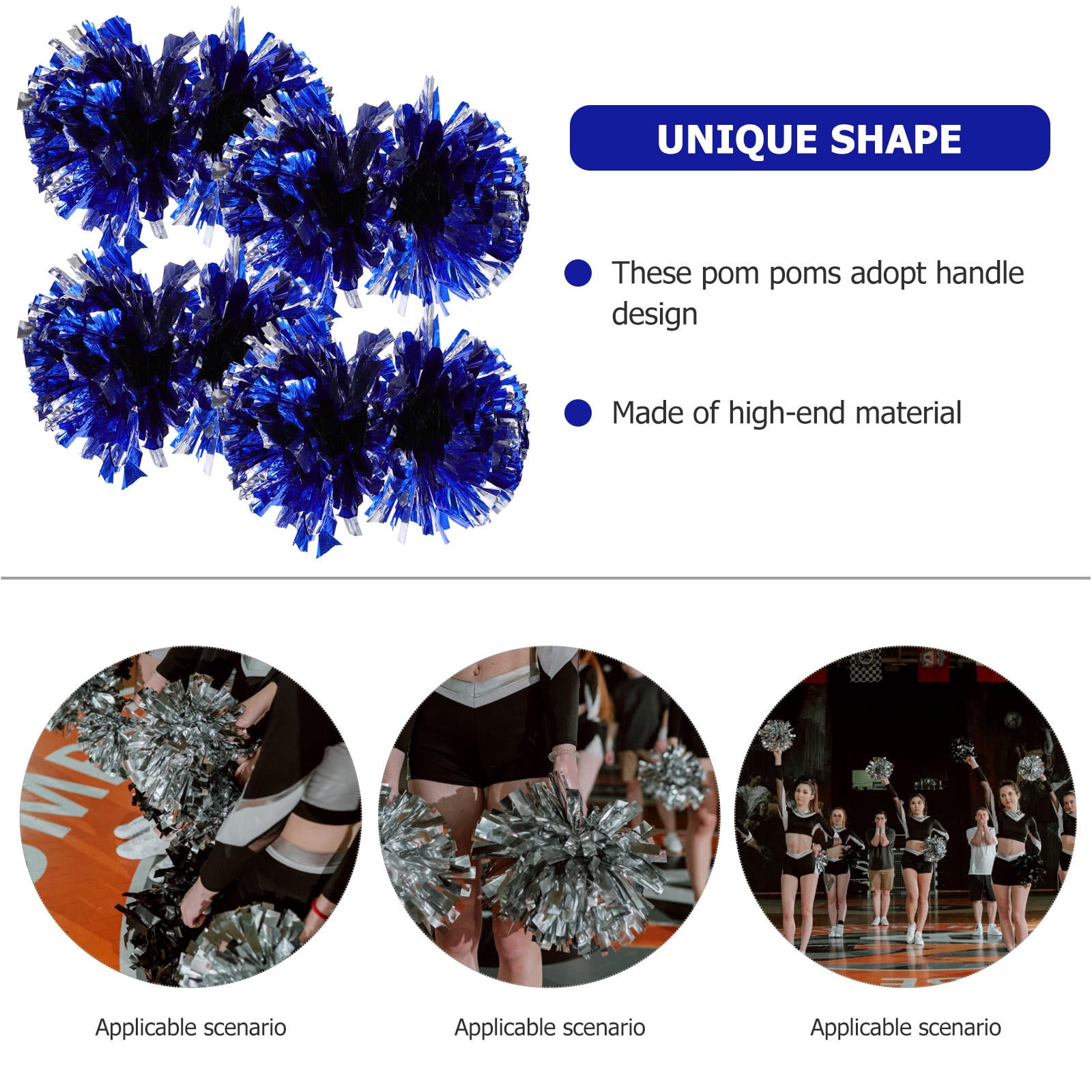 SWETRACE 4Pcs Cheerleading Hand Flower Blue Silver Portable and ...