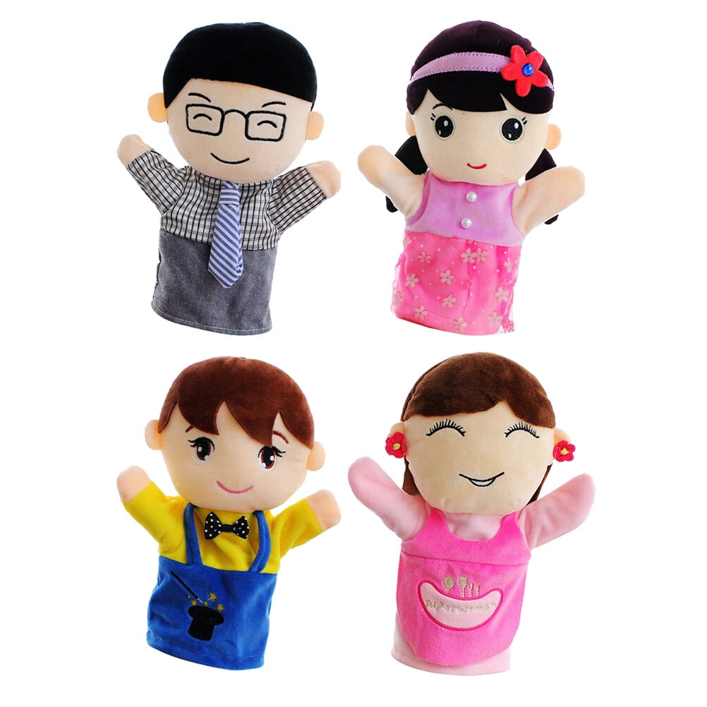 SWETRACE 4Pcs Family Hand Puppet Toy Assorted Color Cloth Fabric for ...
