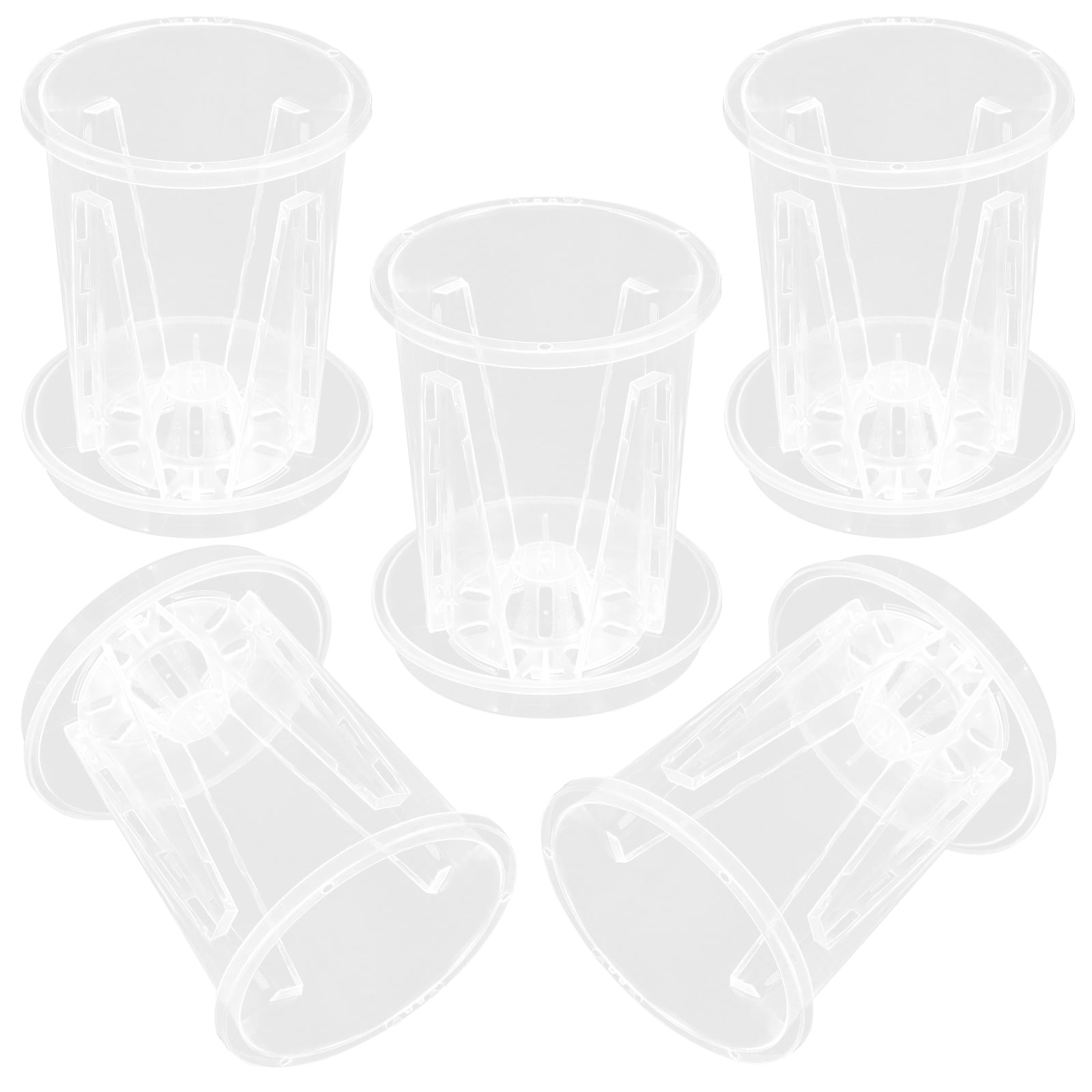 SWETRACE 5 Sets of Clear Planter Pots with Saucers Plastic for Root ...