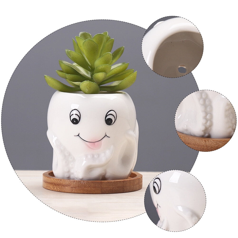 SWETRACE 52Pack Small Desktop Flower Pot Octopus Shaped Ceramic Planter ...