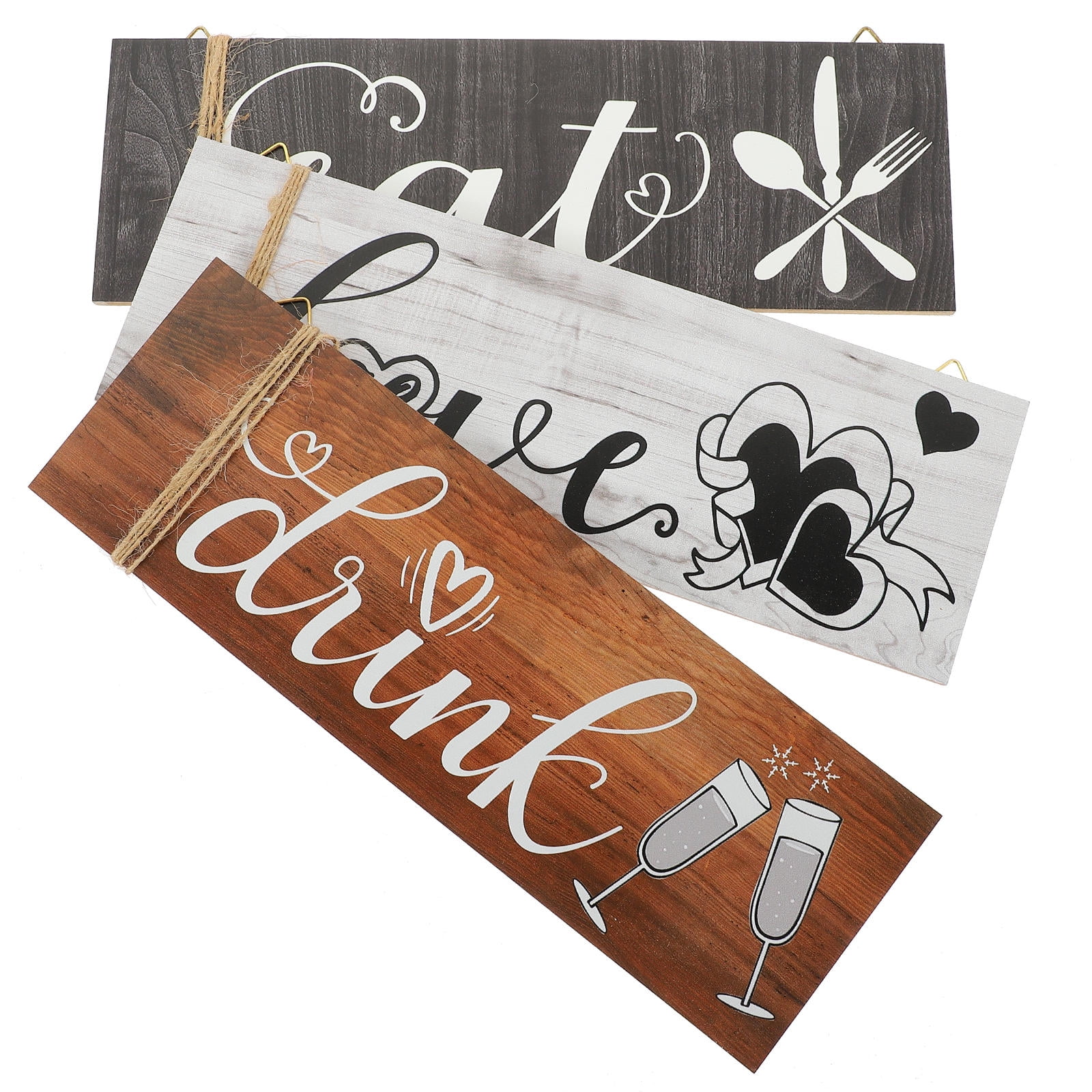 SWETRACE 5Pack Hanging Sign Kitchen Door Sign Premium Wooden Materials ...