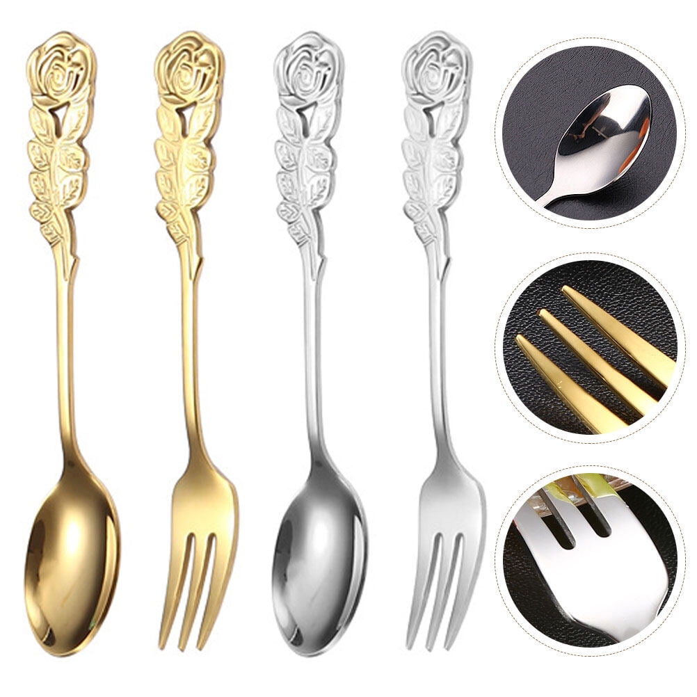 SWETRACE 5Pack Tableware Stainless Steel Dessert Forks And Spoons For ...