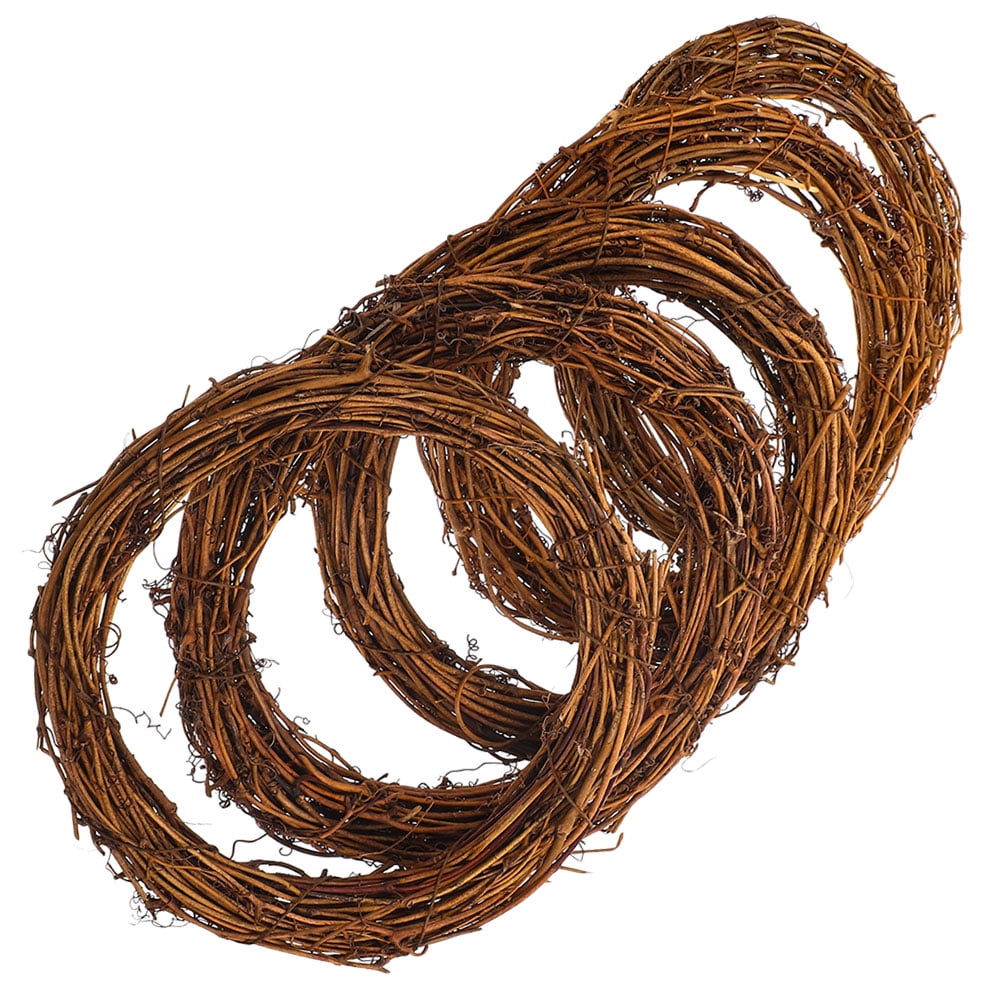 SWETRACE 5Pack Twigs for Wreath 10In Circle Natural Brown Rattan Ring for DIY Garland Home Decor ...