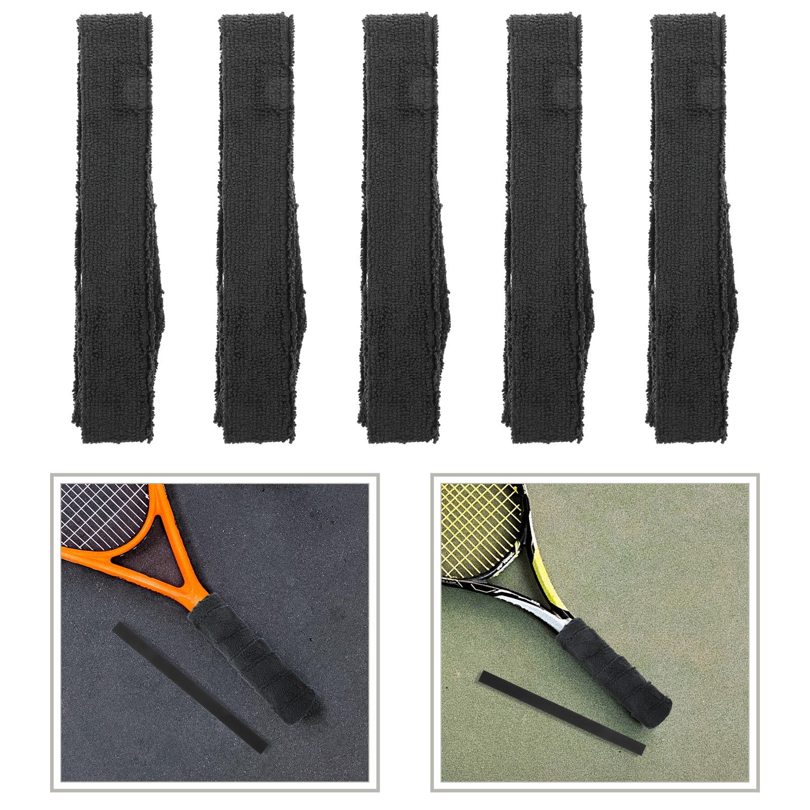SWETRACE 5Pcs Black Fiber Tennis Racket Grip Tapes for Grip Enhancement ...
