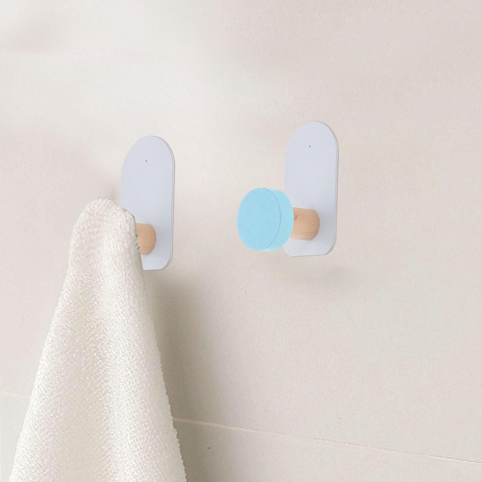 SWETRACE 5Pcs Colorful Wall Hooks Adhesive Iron Wood Multifunctional ...