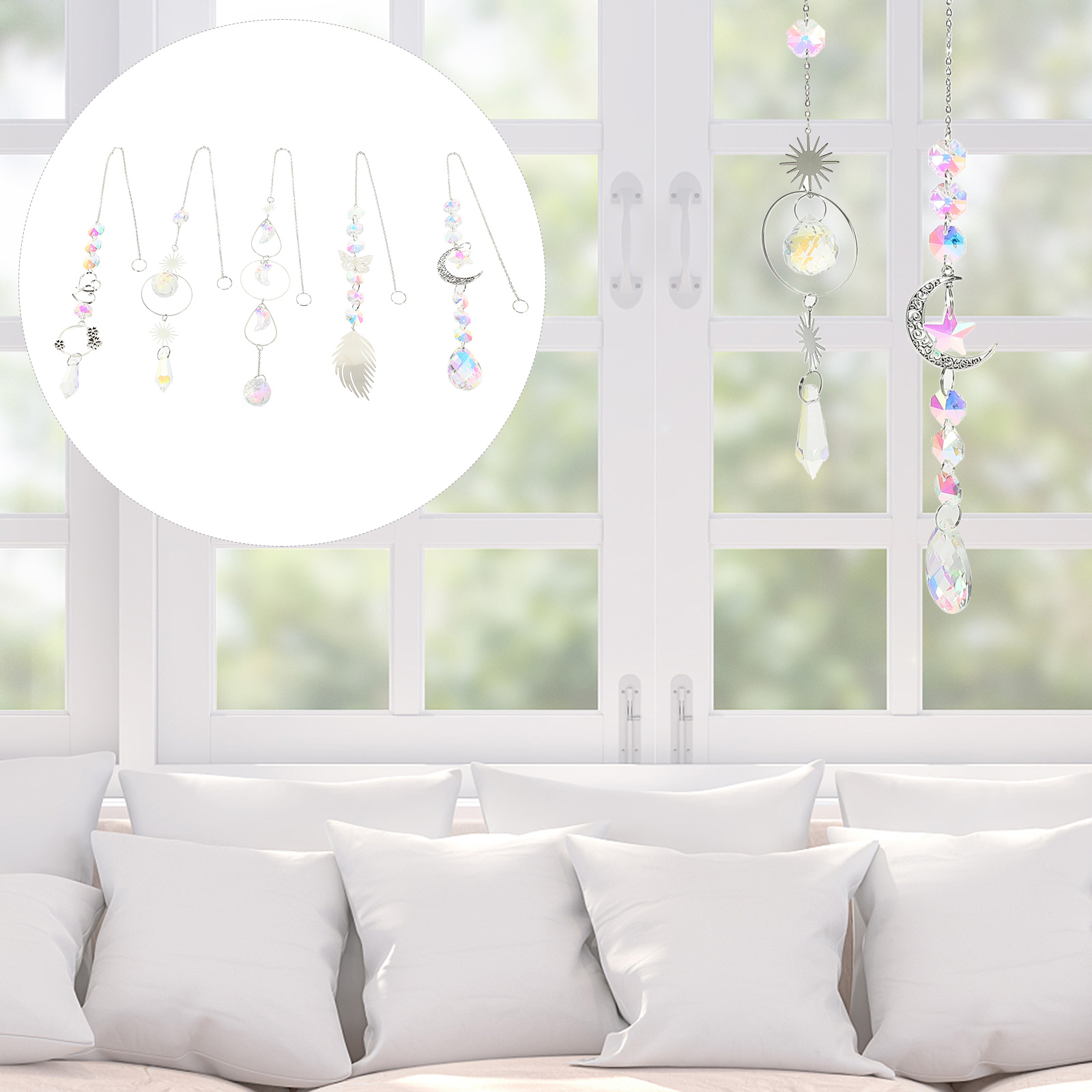 SWETRACE 5Pcs Novel Design Crystal Pendant Decoration Assorted Color ...