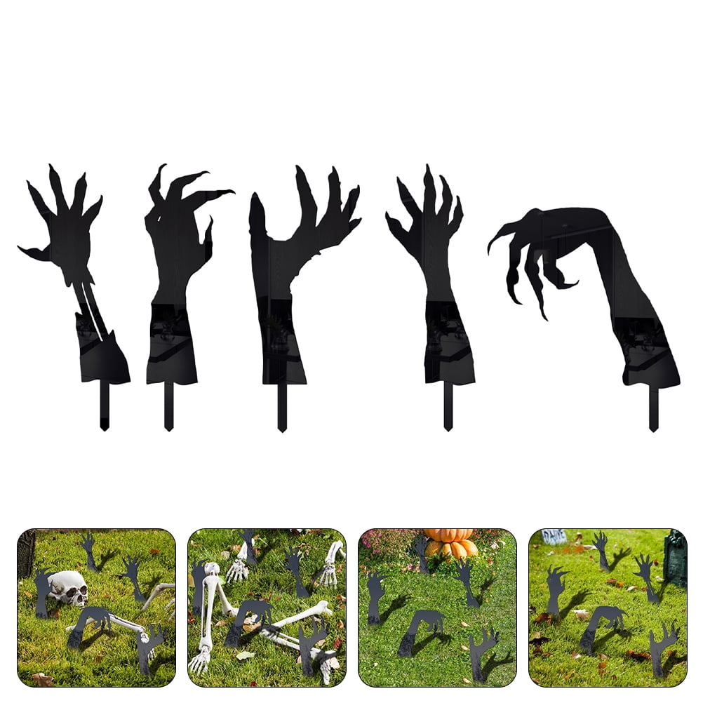 SWETRACE 5Set Black Acrylic Hand Shape Ghost Hands Stakes for Creepy ...
