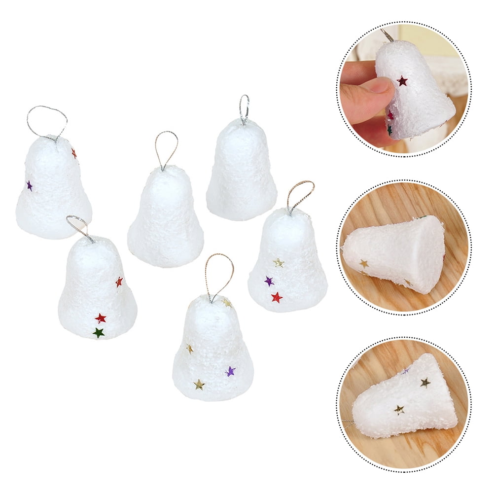 SWETRACE 60Pcs Christmas Theme Bell Decors White Foam Hanging Bells for ...