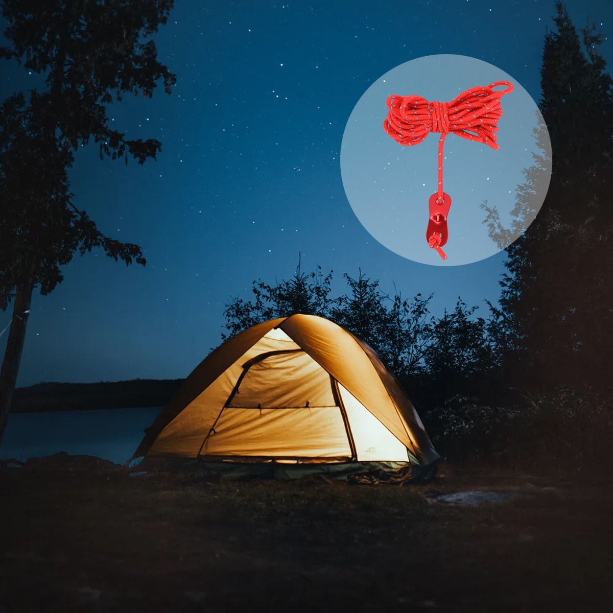 SWETRACE 6Pack Tent Reflective Rope for Outdoor Camping Nylon Abrasion ...