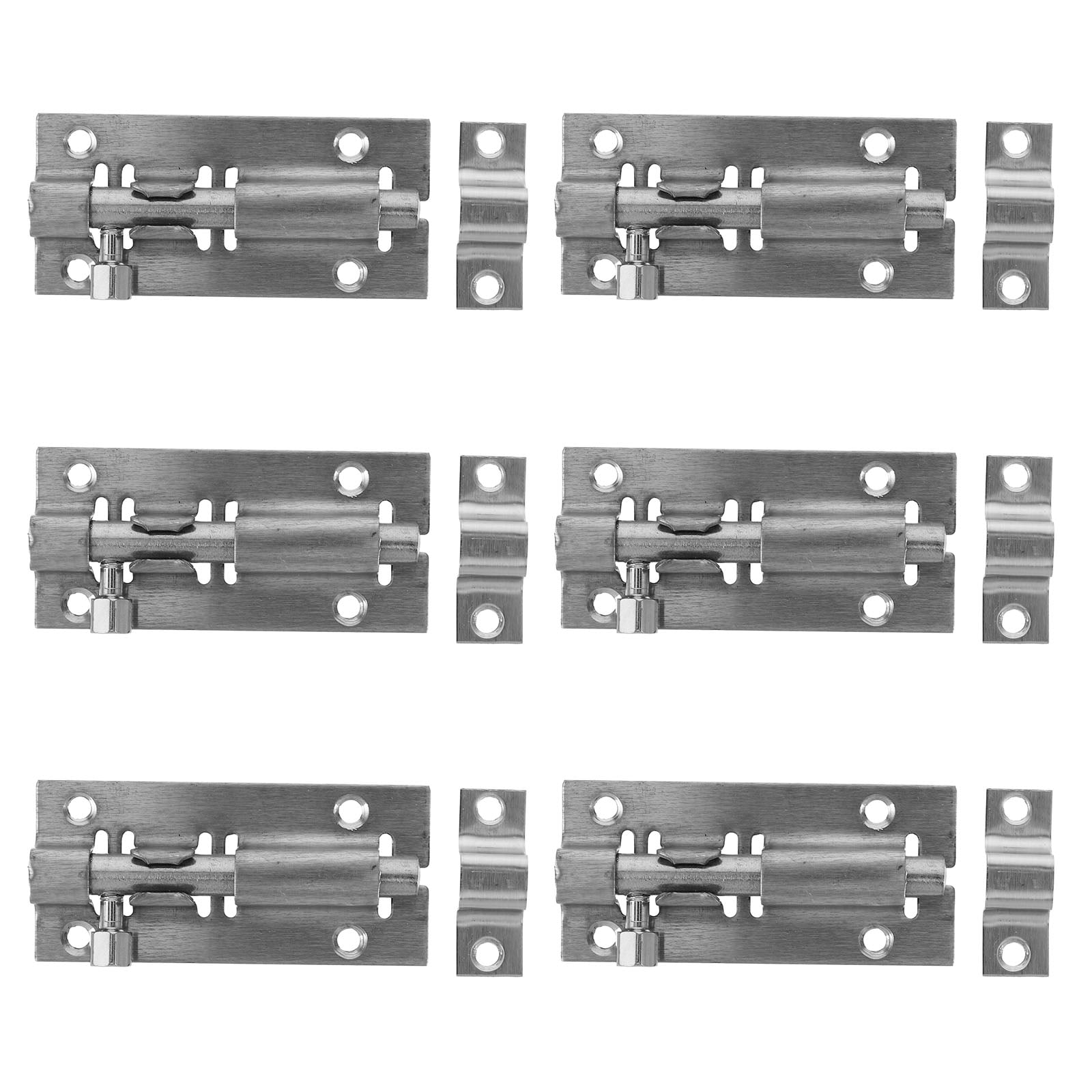 SWETRACE 6Sets Silver Rectangular Door Bolt Lock High-Strength ...