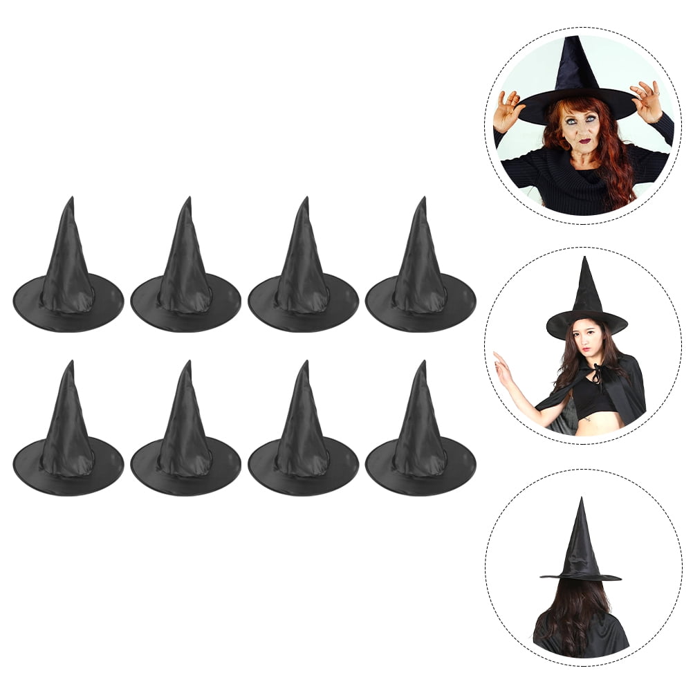 SWETRACE 8Pcs Black Conical Cloth Witch Hats for and Makeup Parties ...