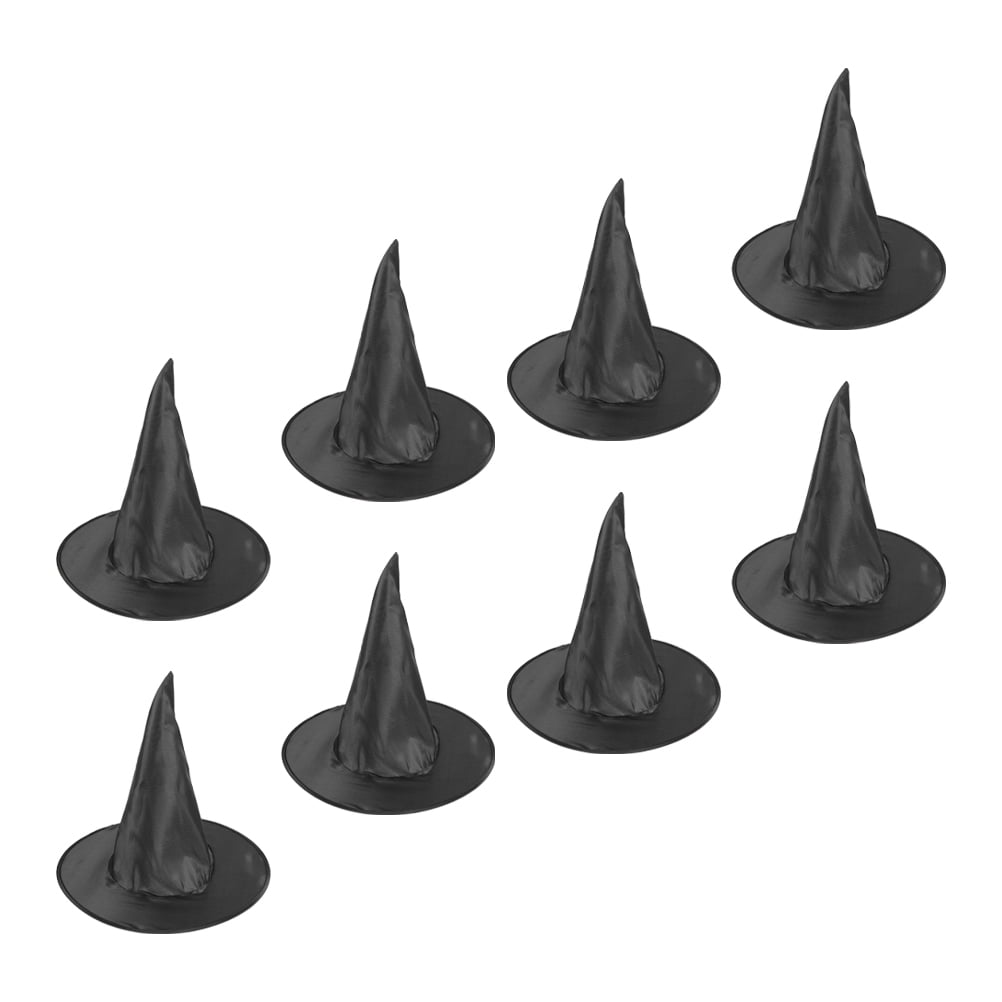 SWETRACE 8Pcs Conical Black Cloth Witch Hats for and Cosplay Parties ...