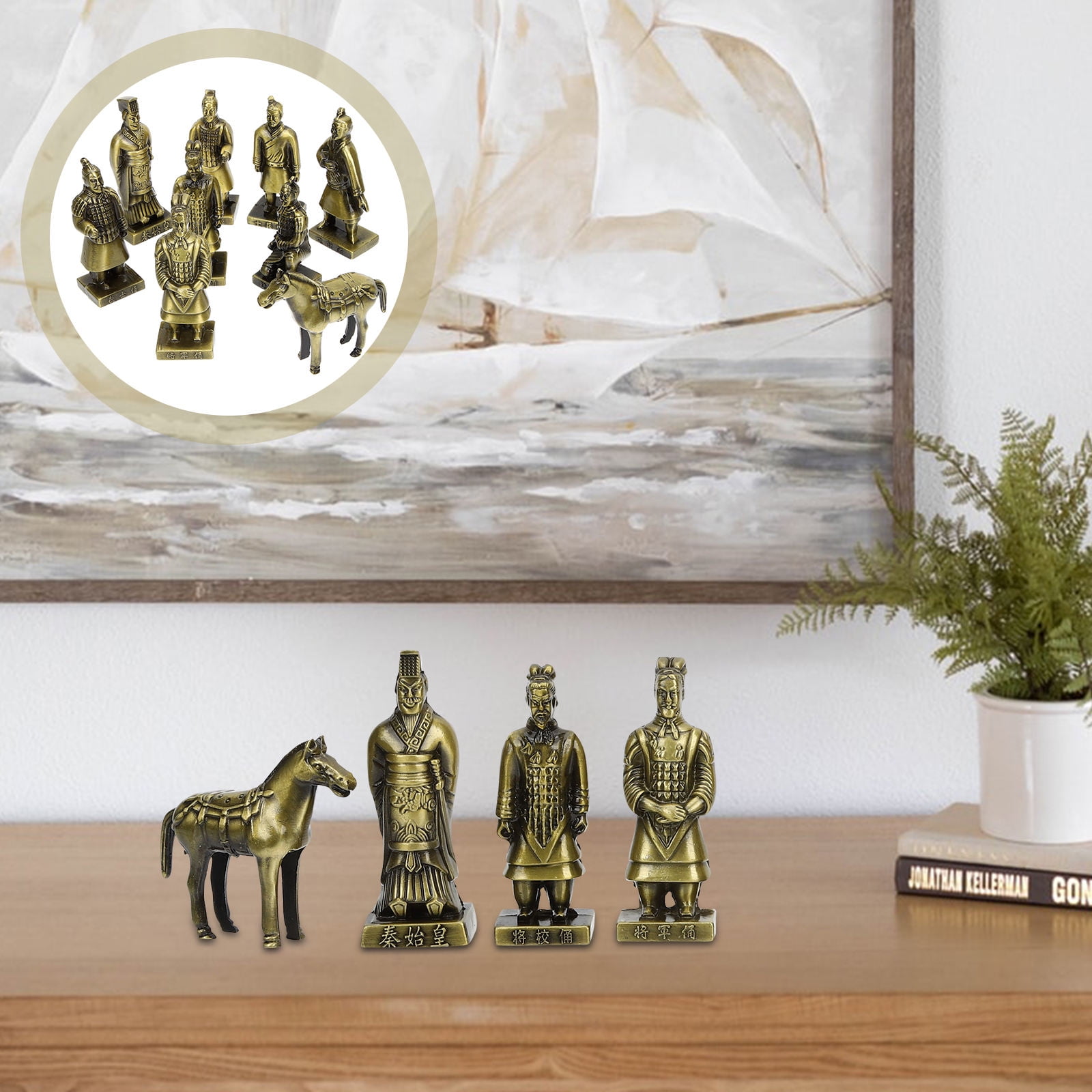 SWETRACE 9 Pieces Golden Terracotta Warriors Figurine Alloy Statue for ...