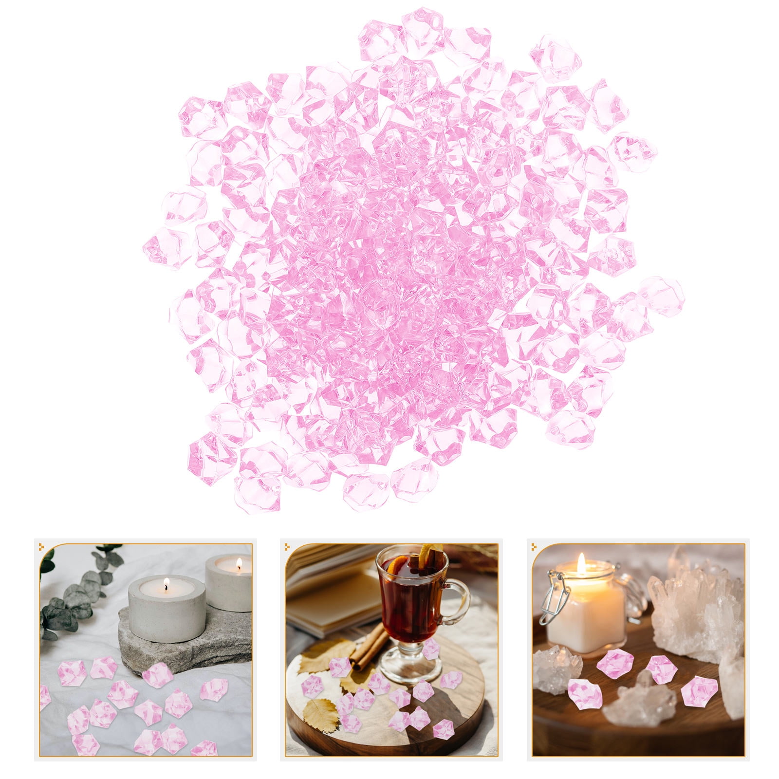 SWETRACE Acrylic Crystal Crushed Ice Rocks 500Pcs Pink Cube Shape Fake ...