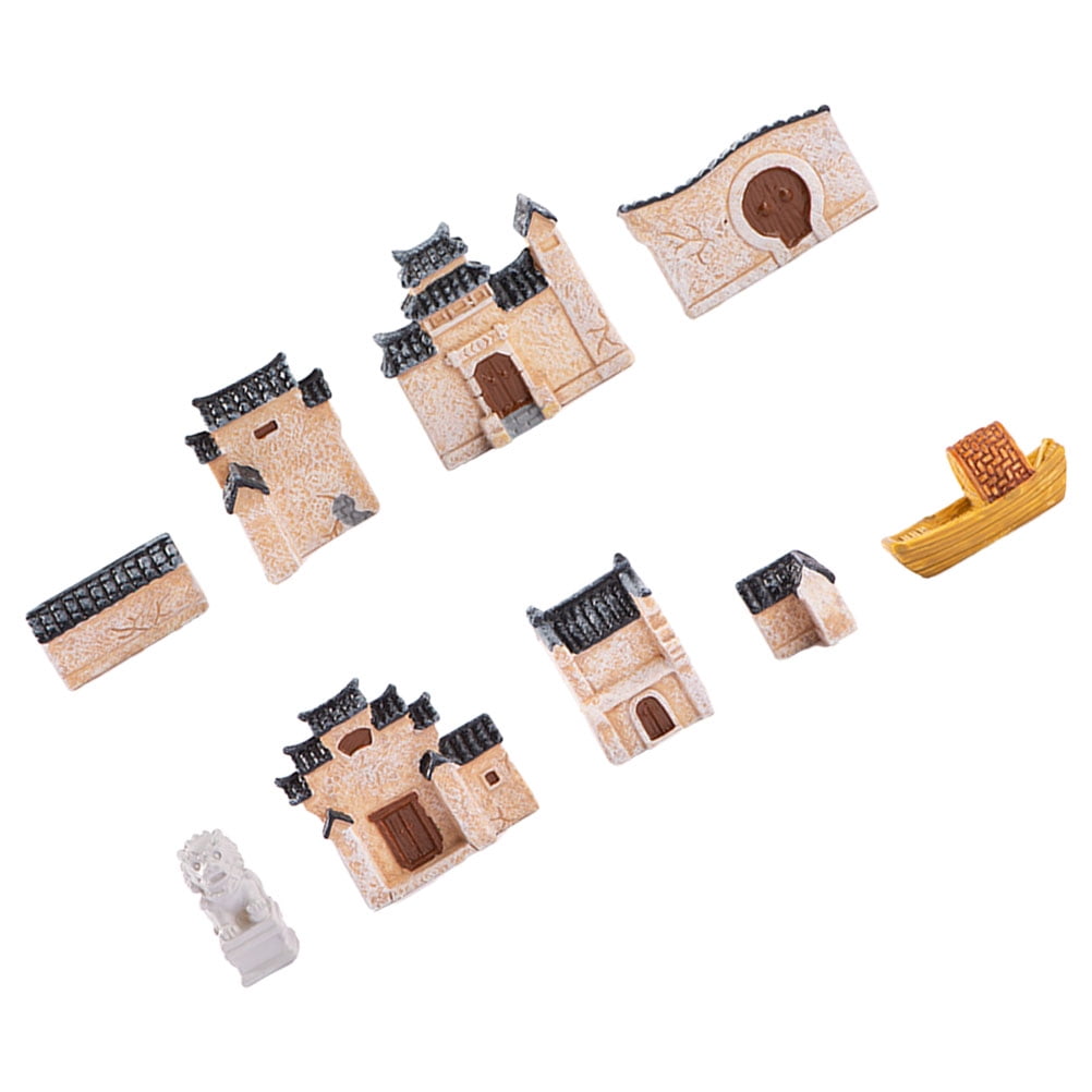 SWETRACE Chinese Style House Miniature Resin Models for Decor Assorted ...