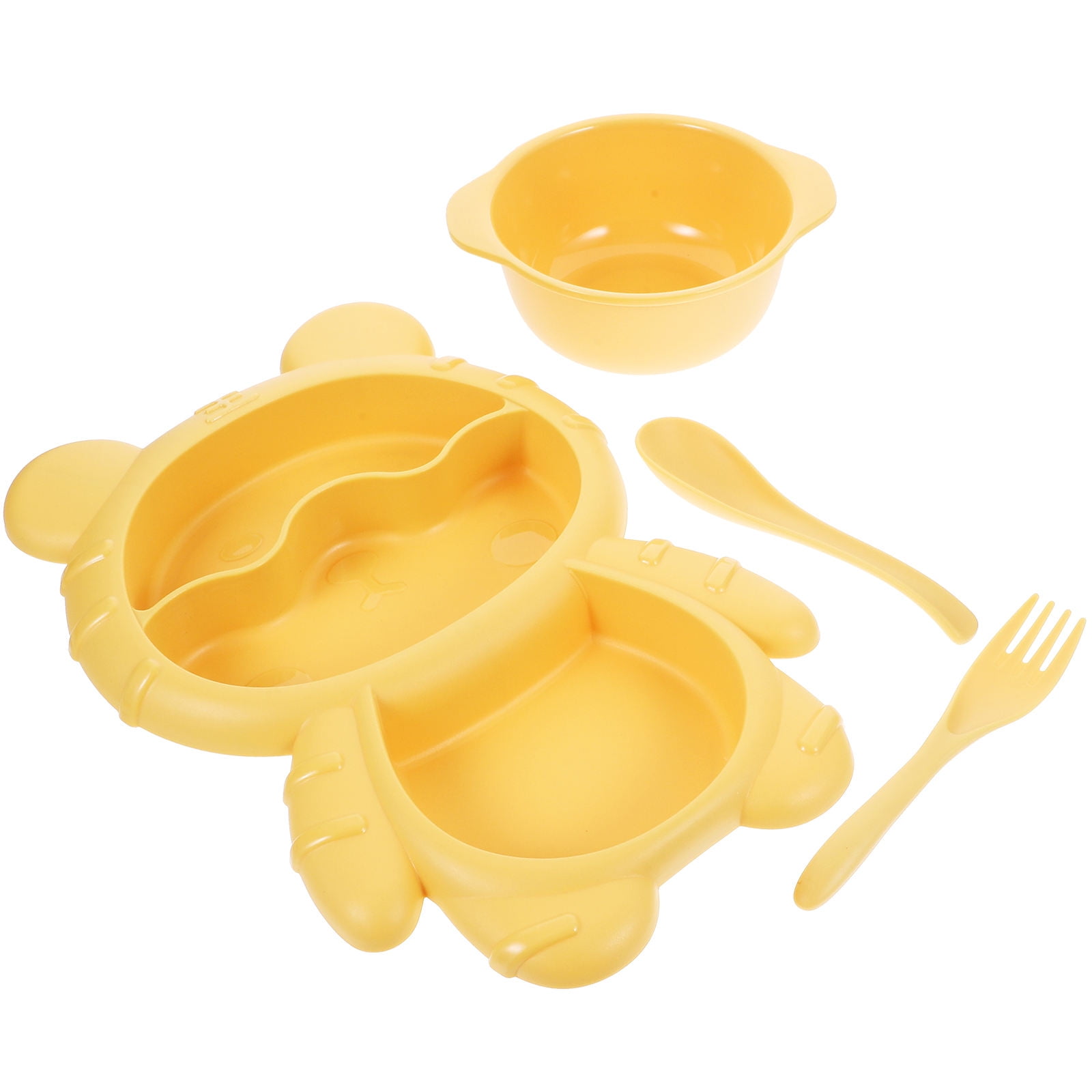 SWETRACE Cute Yellow Divided Plate for Kids with Fork and Spoon Made of ...