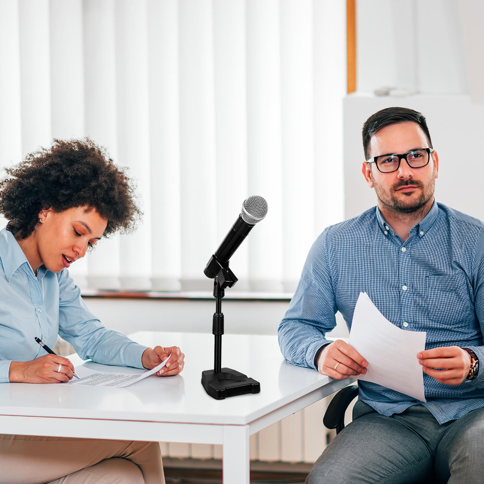 SWETRACE Desk Microphone Stand with Base Microphone Holder Clamp Black ...