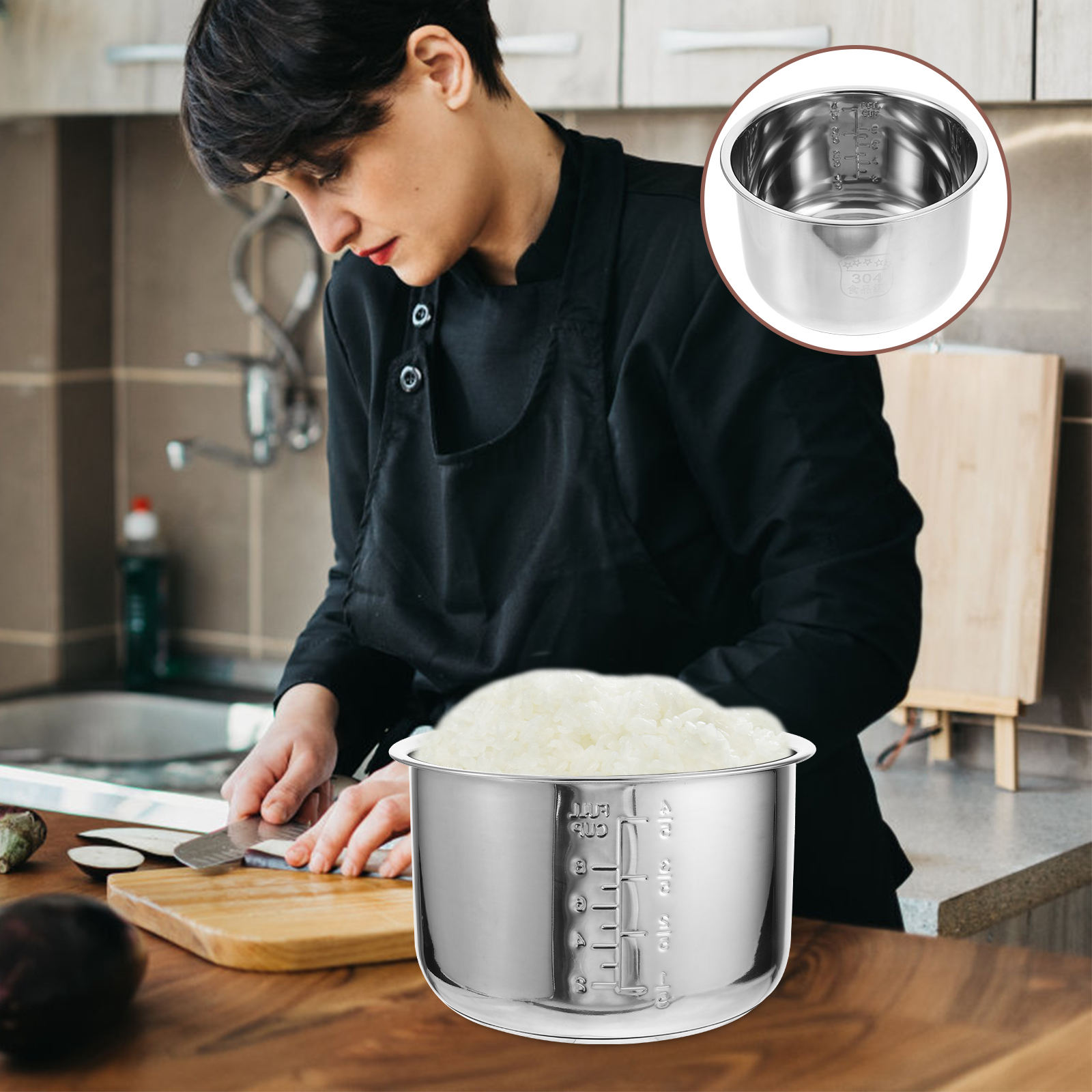 SWETRACE Inner Pot for Pressure Cooker Portable Cooker Silver 1Pcs ...