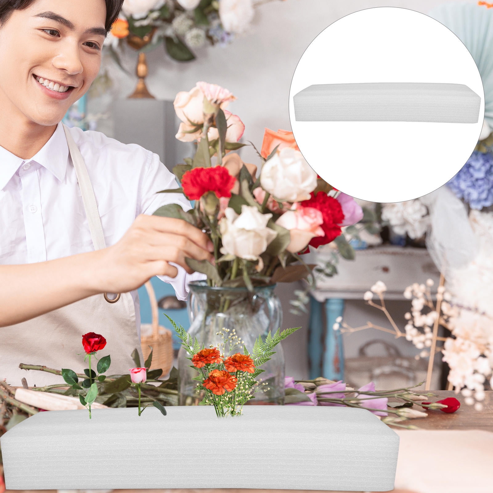 SWETRACE Flower Arrangement Container 1Pack White Pearl Cotton Foam ...