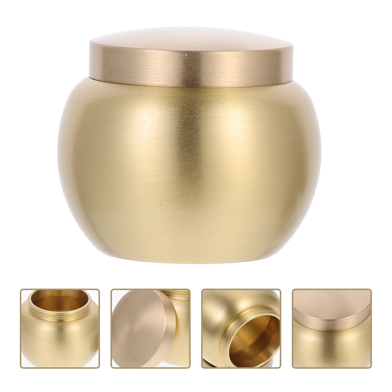 SWETRACE Golden Copper Round Jar Shape Small Cremation Urn for Ashes ...