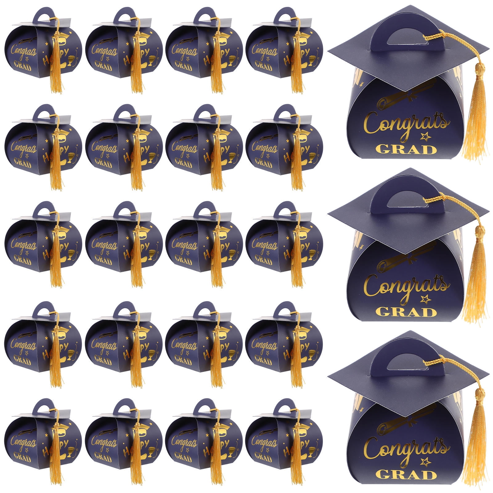 SWETRACE Graduation Party Box Graduation Cap Shaped Blue Nylon Candy ...